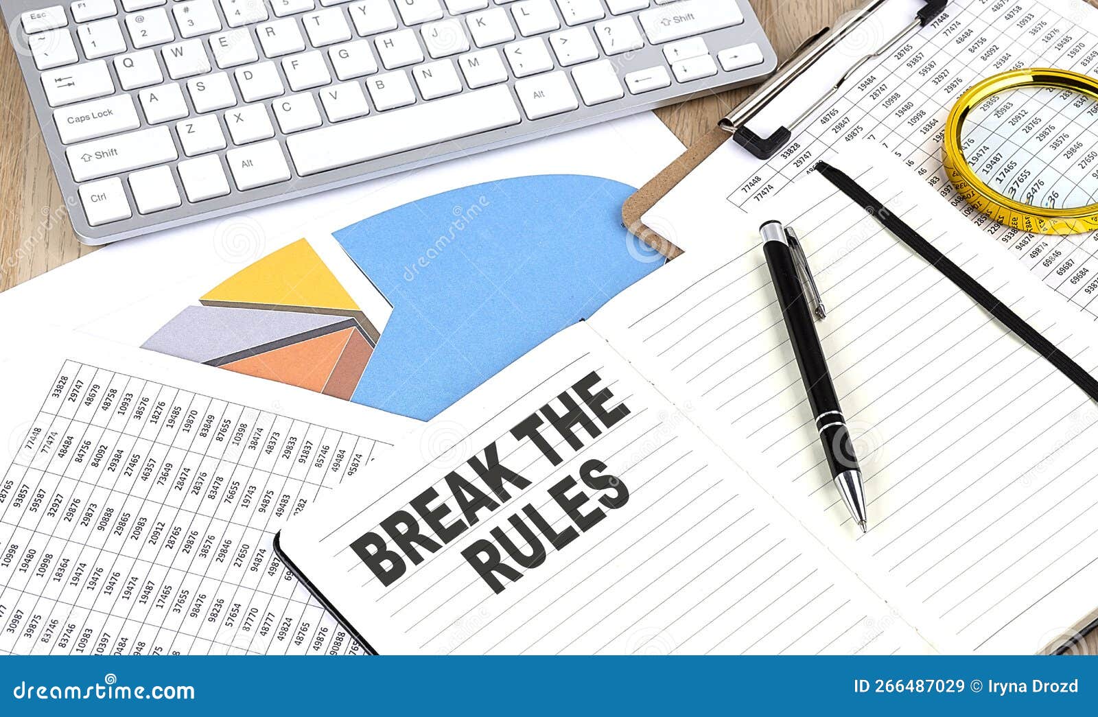 BREAK the RULES Text on Notebook with Chart and Keyboard Stock Image ...
