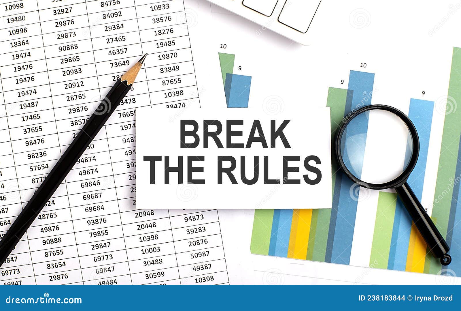 BREAK the RULES Text on White Card on the Chart Background Stock Photo ...