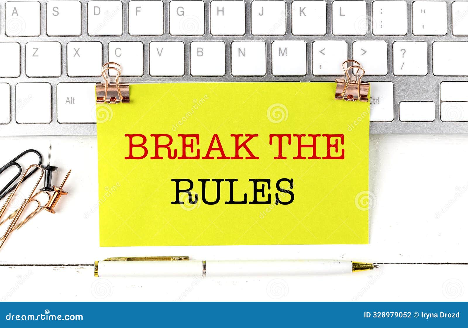 BREAK the RULES Text on Yellow Sticky on Keyboard Stock Photo - Image ...