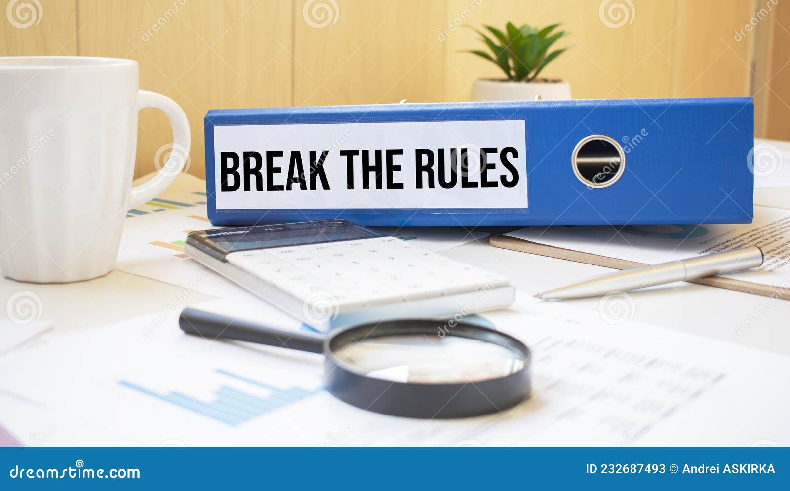 Break the Rules Words on Labels with Document Binders Stock Image ...
