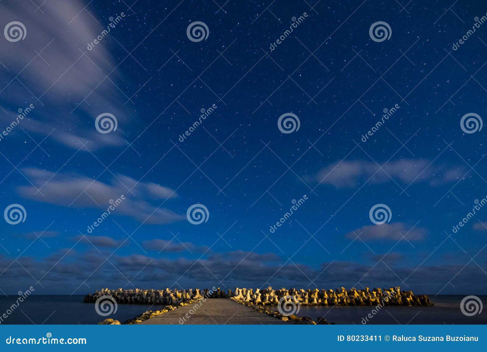 Break the Stars on Breakwater Stock Image - Image of color, distant ...