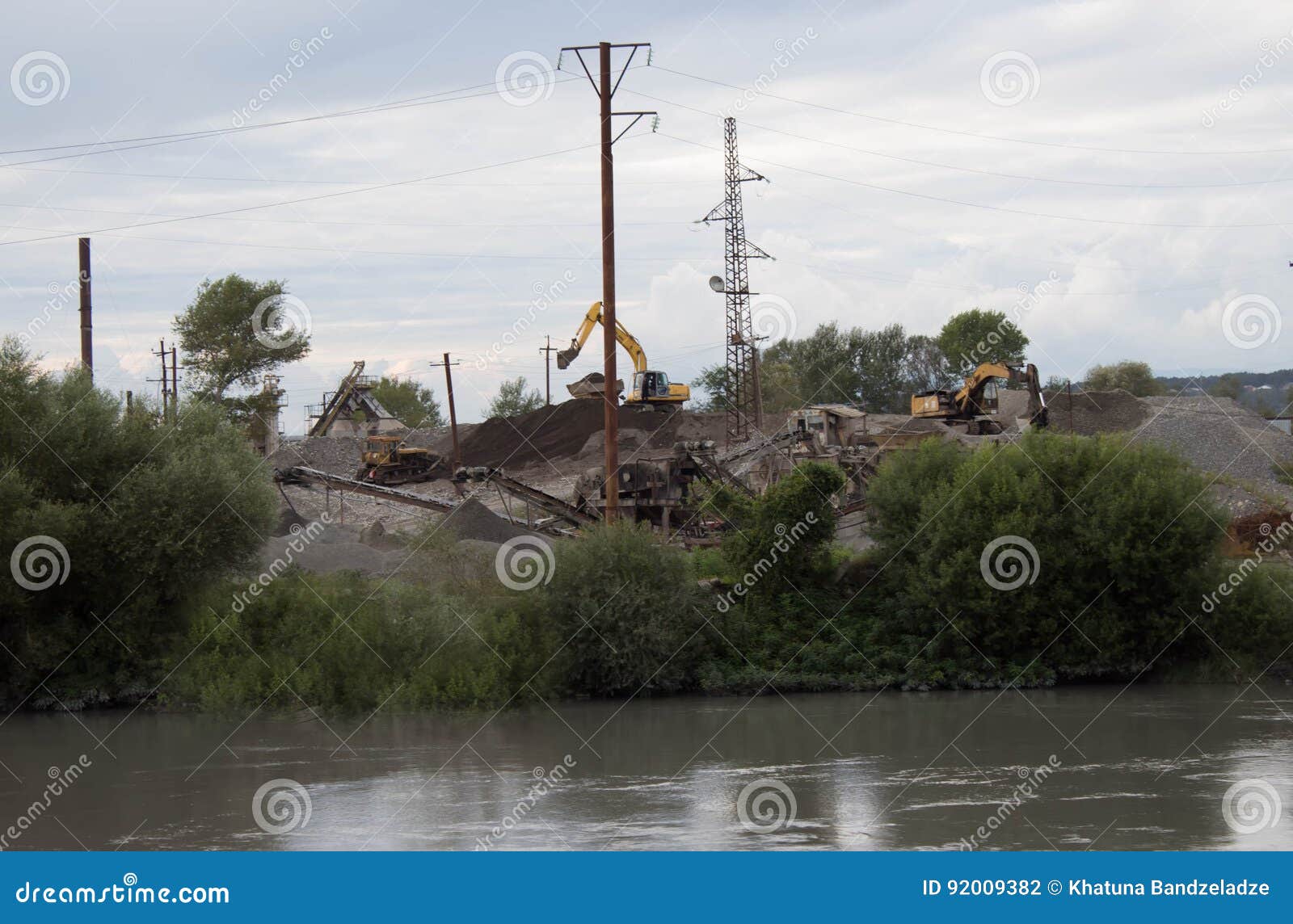 Break Stone Industrial Process. Limestone Quarry and Crushed Stone ...
