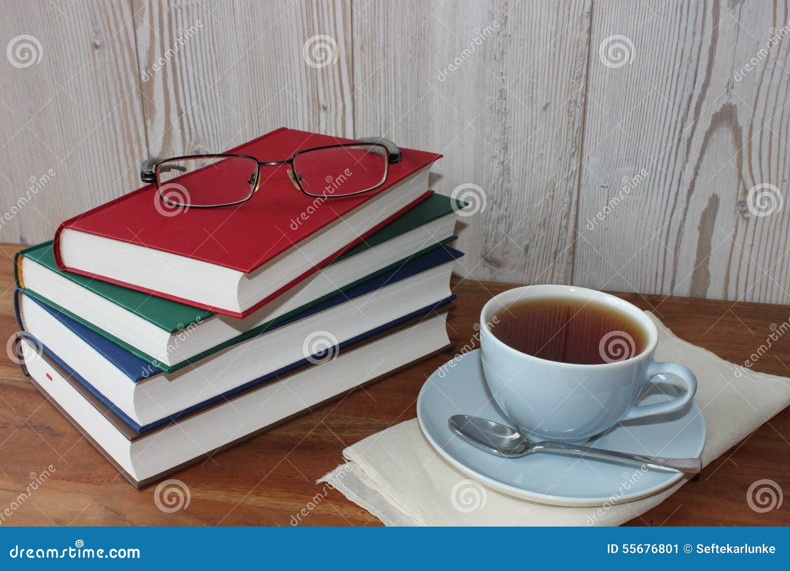 Break with tea and books stock image. Image of glasses - 55676801