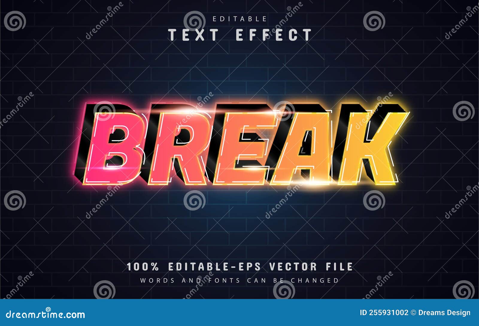 Break Text Effect with Gradient Stock Vector - Illustration of grid ...