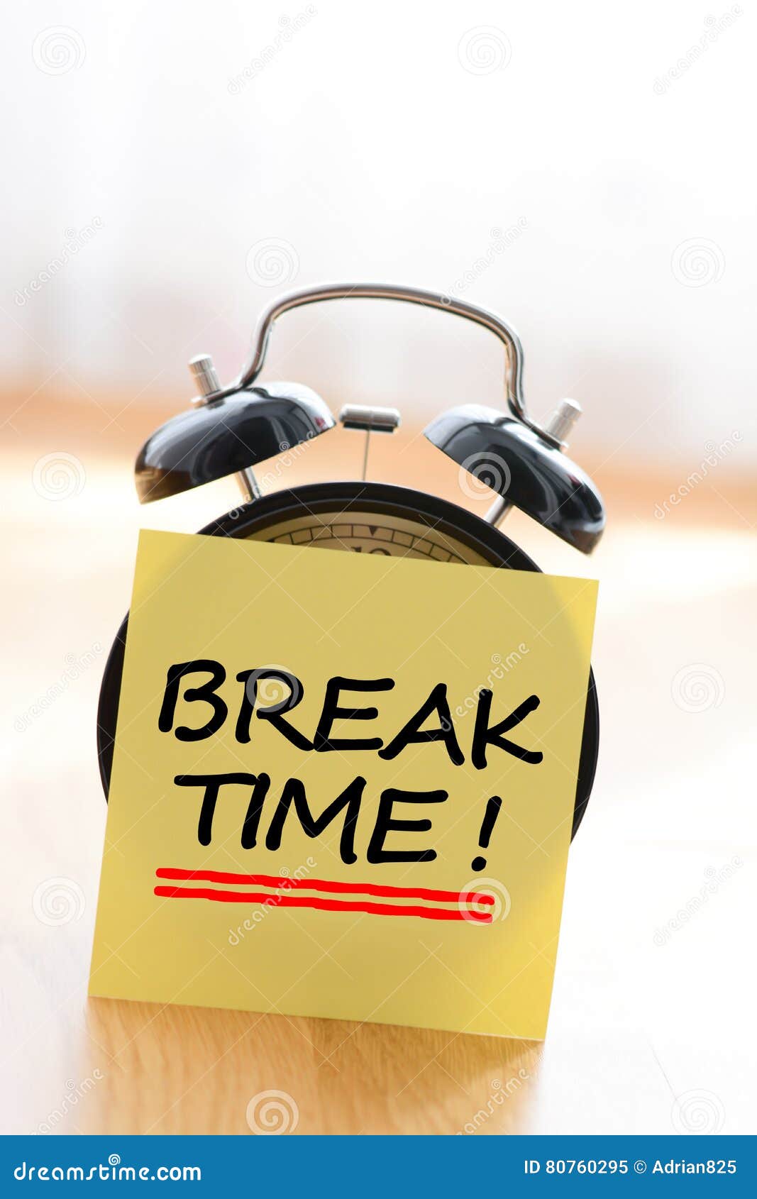 Break Time Concept with Classic Alarm Clock Stock Image - Image of ...