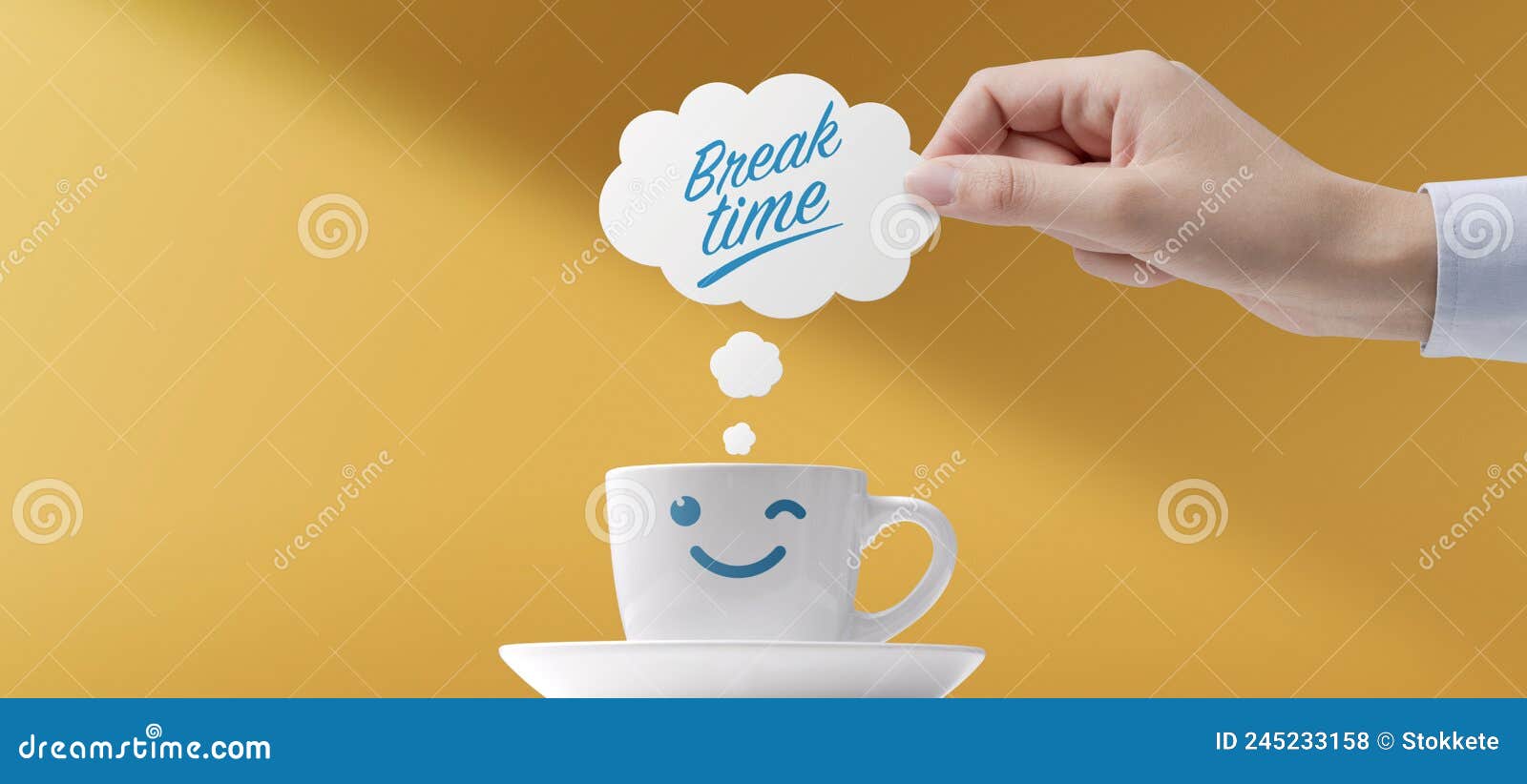 Break Time with Cute Cup Smiling Stock Photo - Image of blinking ...