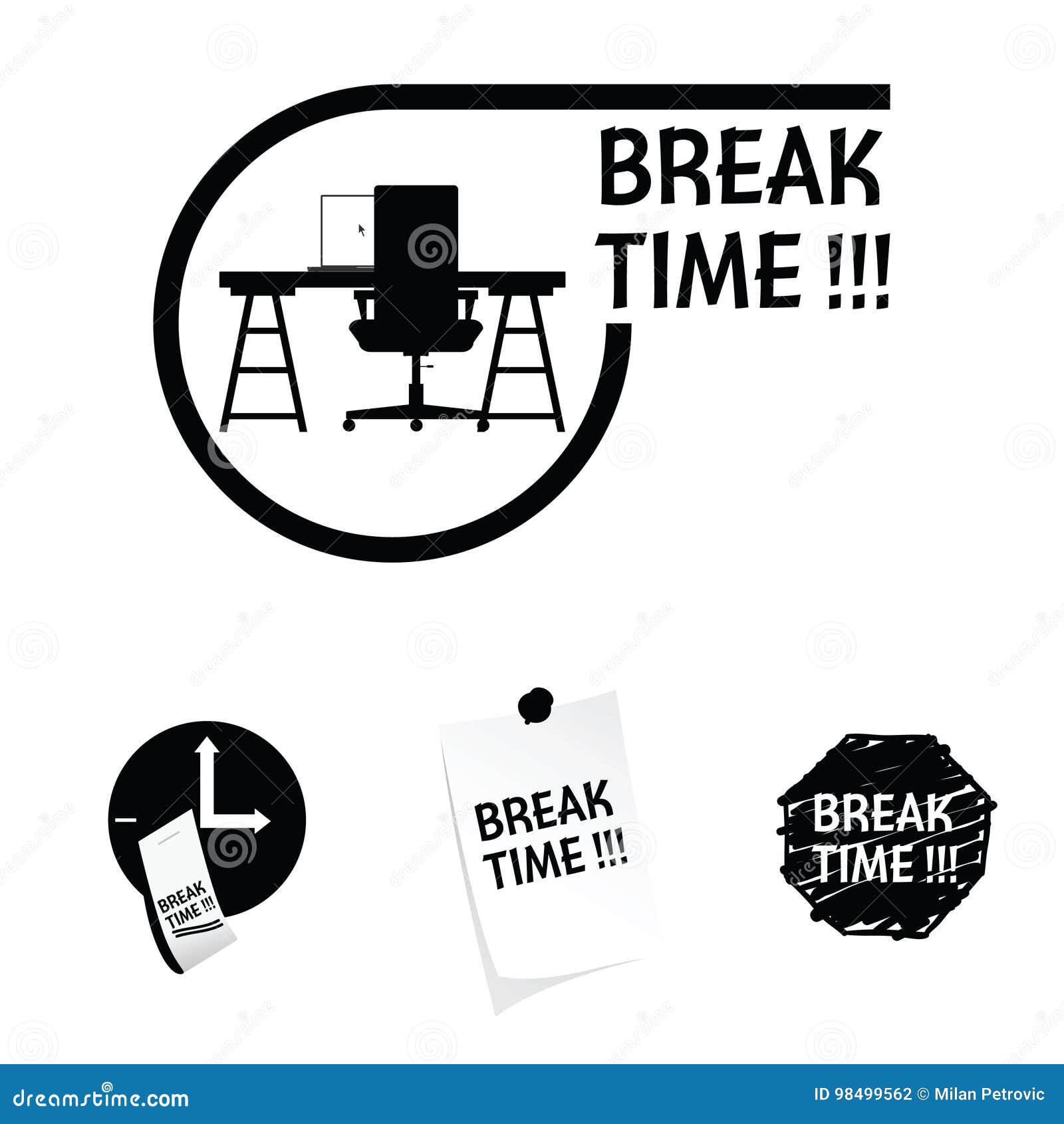 Break Time Icon in Black Color Illustration Stock Vector - Illustration ...
