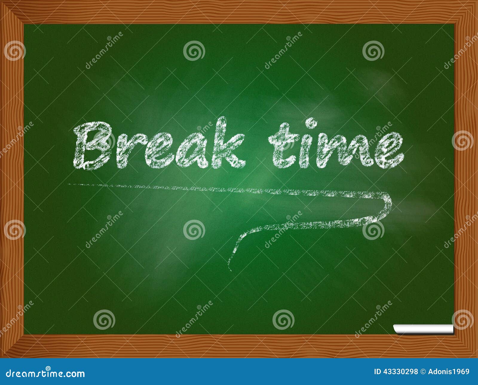 Break Time - Cartoon Illustration On Green Chalkboard. Royalty-Free ...