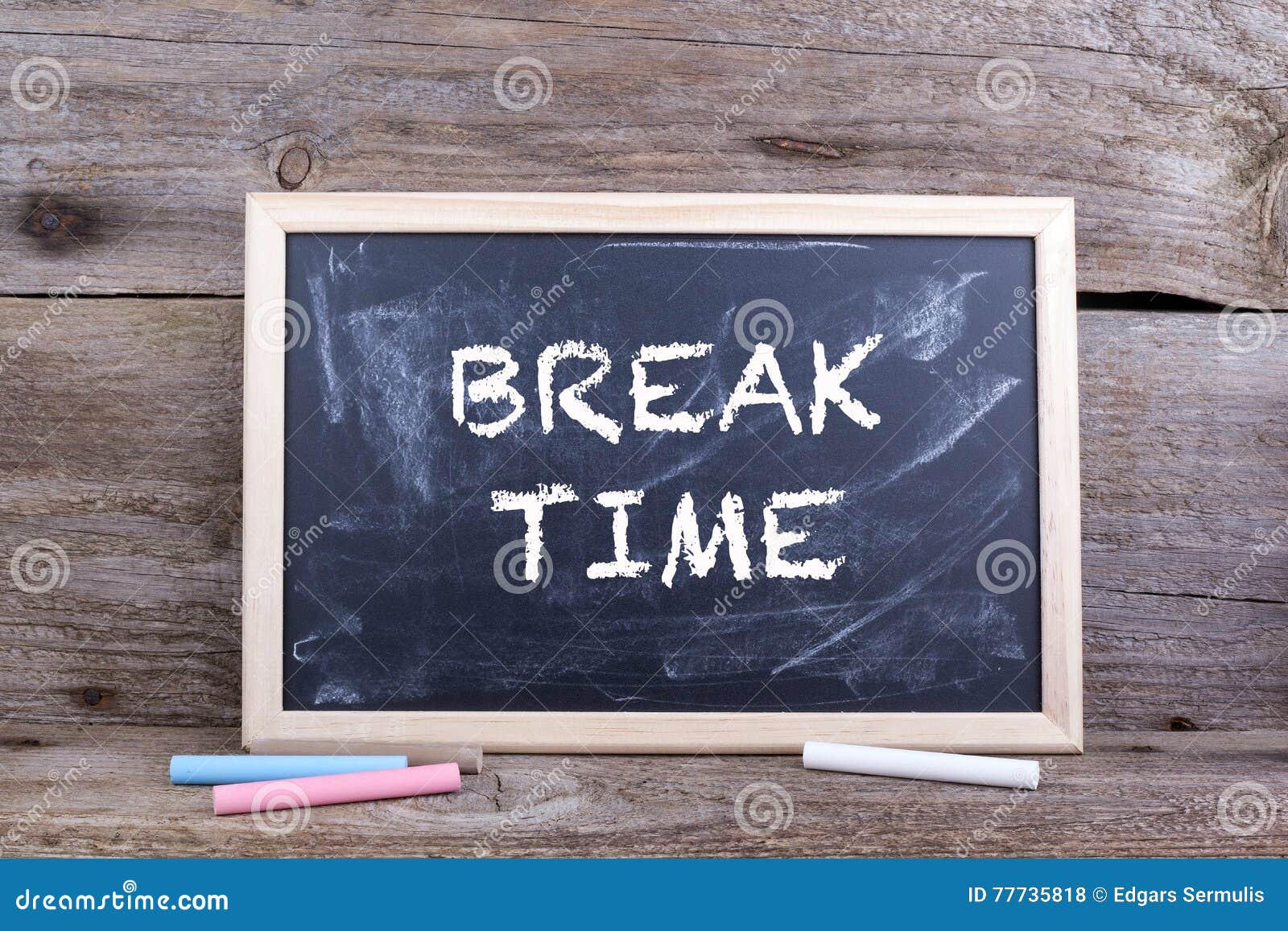 BREAK TIME. Text on Blackboard Stock Photo - Image of blackboard ...