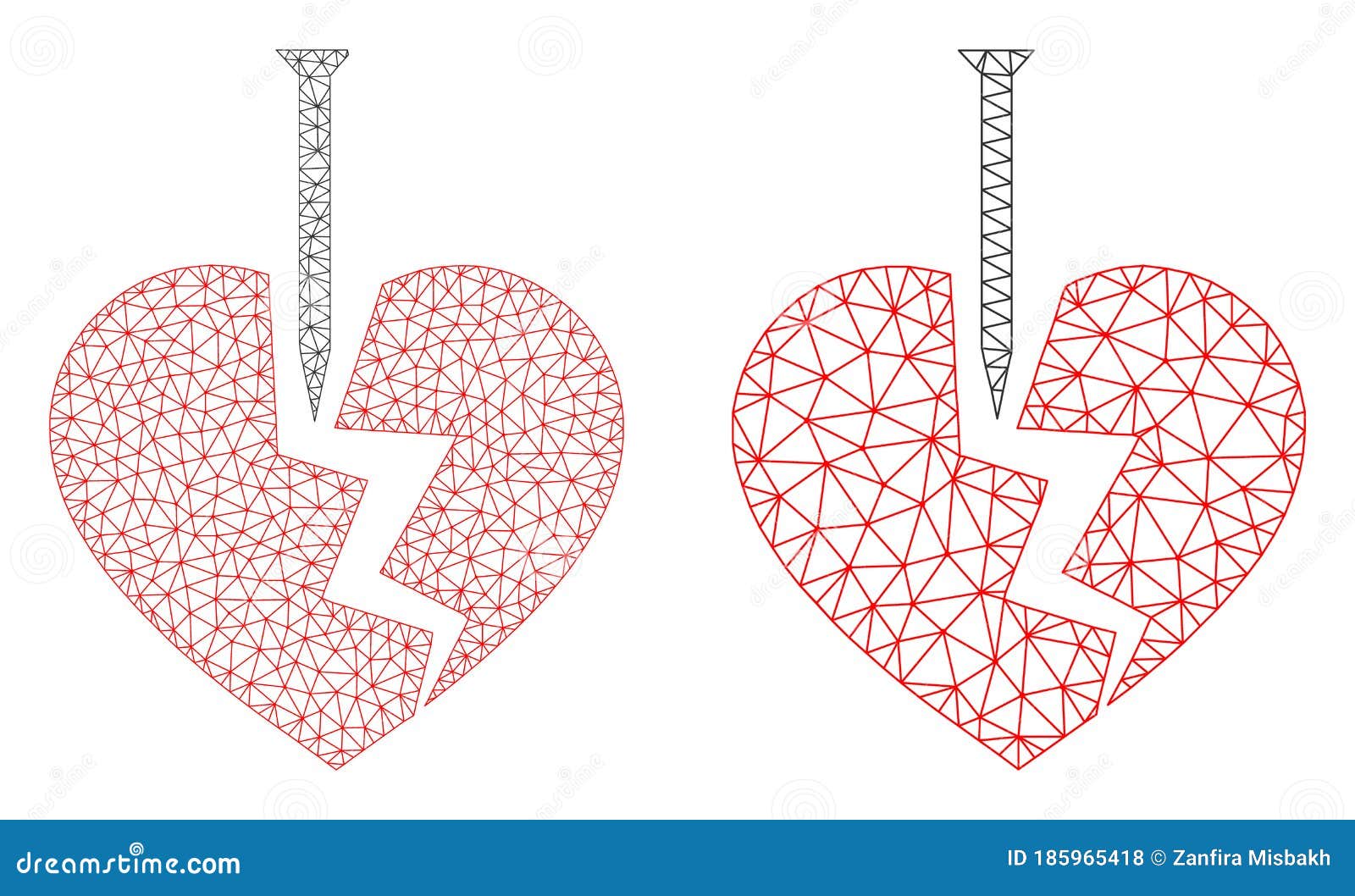 Break Valentine Heart Icon - Vector Triangular Mesh Stock Vector ...