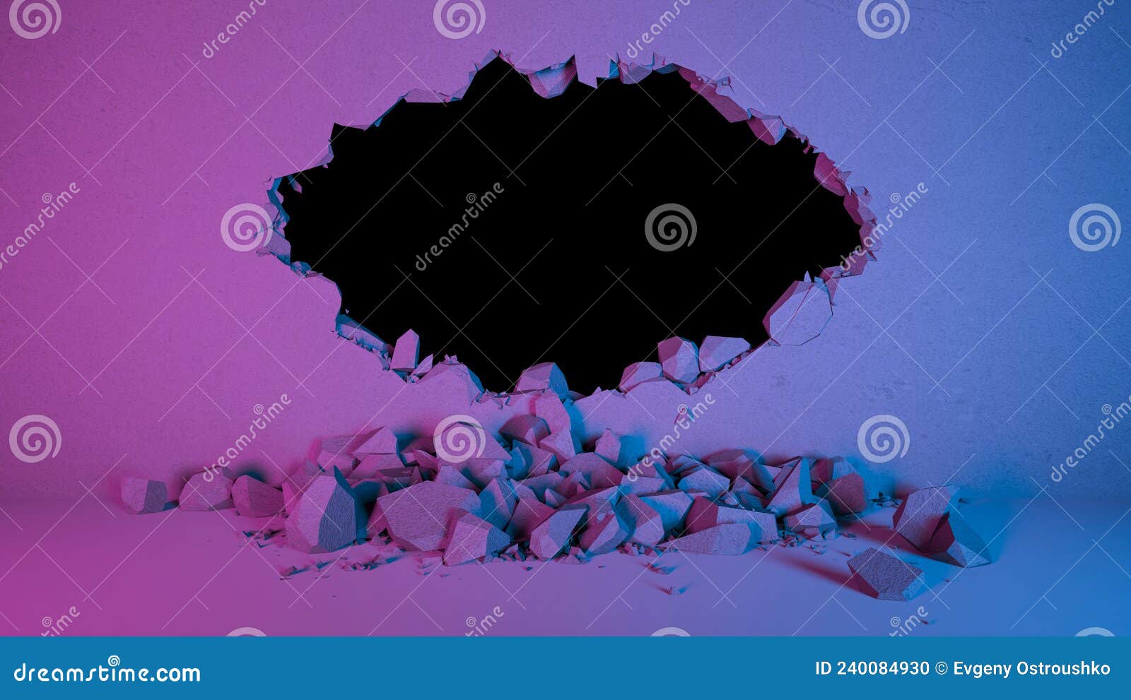 Break in the Wall in the Form of an Oval in Neon Lighting Stock ...