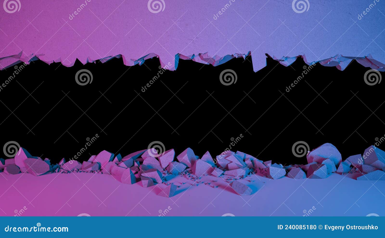 Break in the Wall Horizontally in Neon Lighting Stock Illustration ...