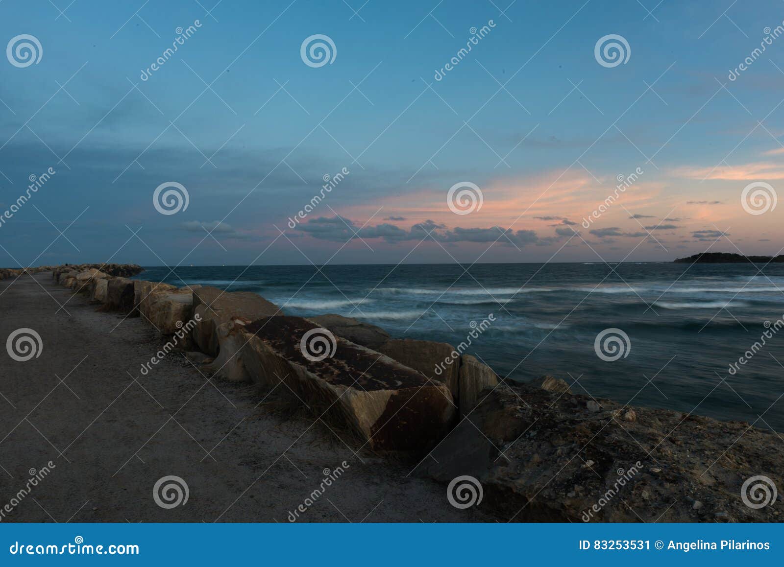The Break Wall at Turner`s Beach in Yamba, Australia Stock Image ...