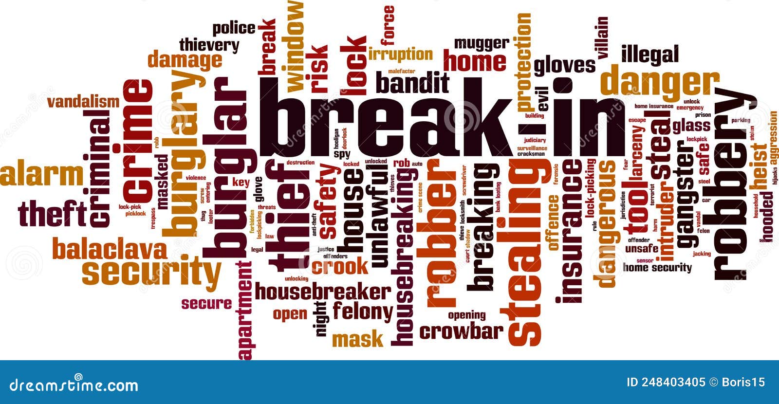 Break-in word cloud stock vector. Illustration of building - 248403405