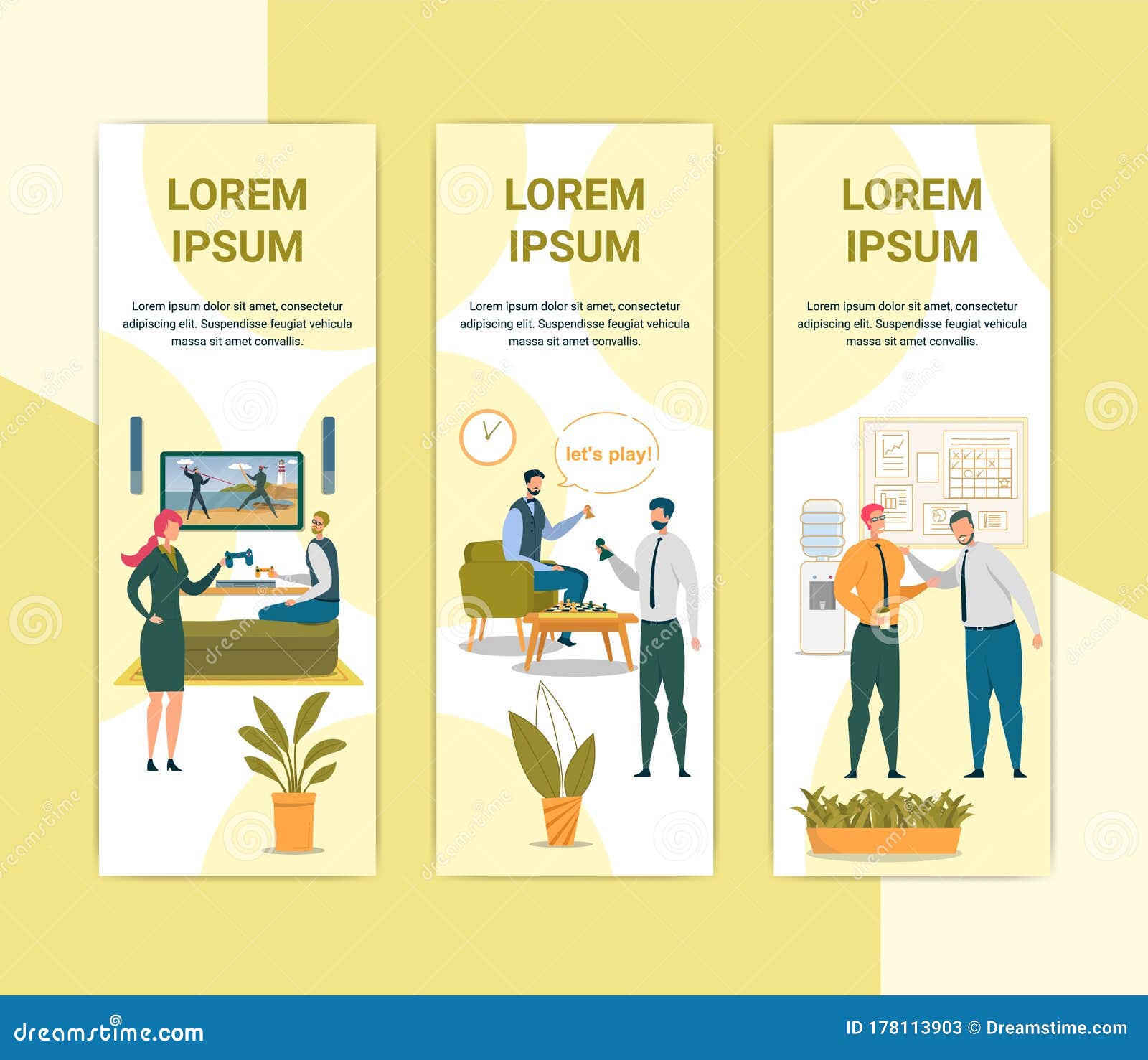 Break from Work Flat Web Banners Templates Set Stock Vector ...