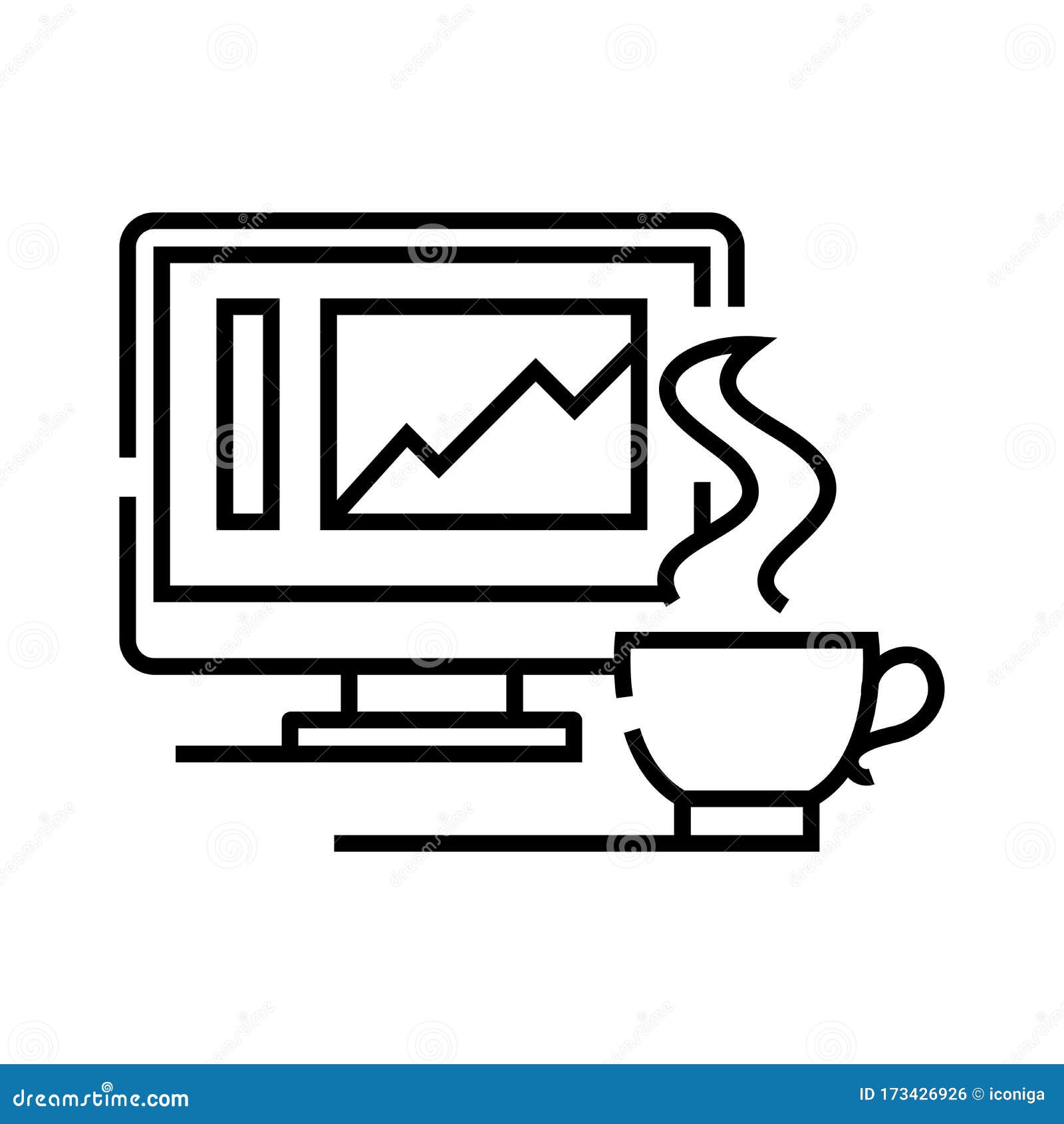 Break at Work Line Icon, Concept Sign, Outline Vector Illustration ...