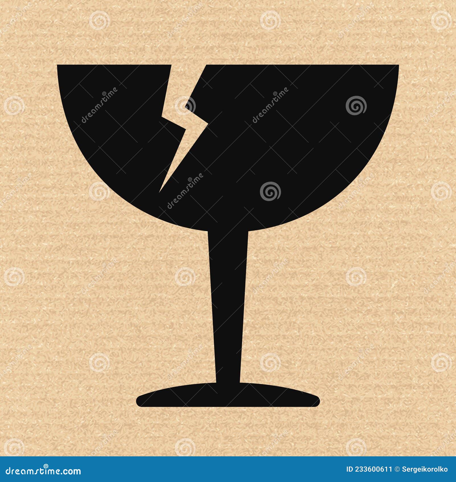 Breakable Or Fragile Material Packaging Symbol On Cardboard, Vector ...