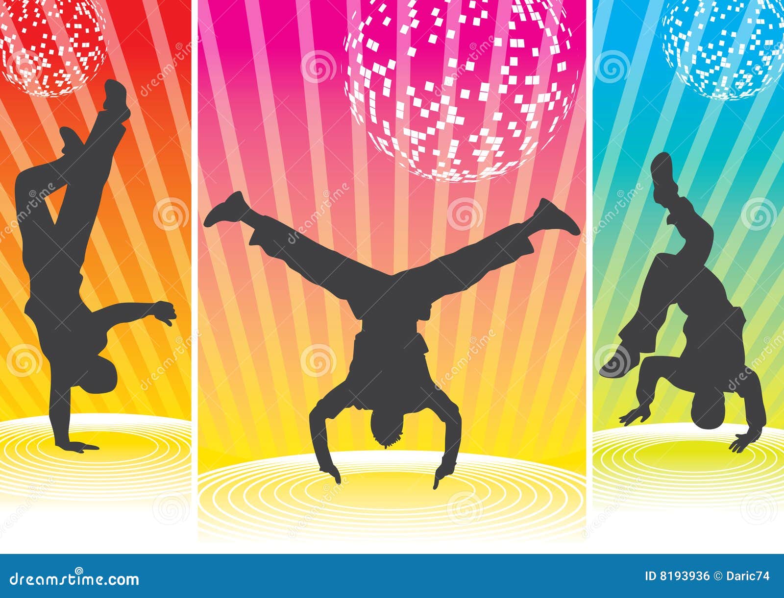 Breakdance Silhouettes stock illustration. Illustration of action - 8193936