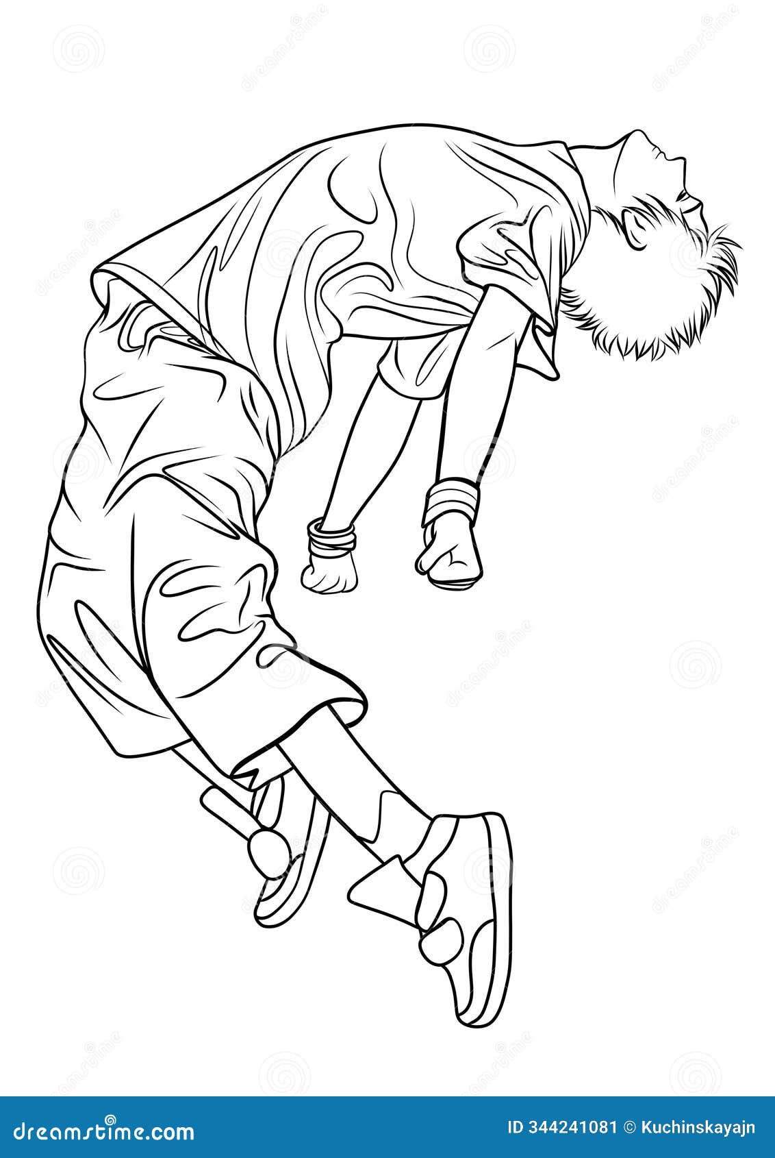 Breakdancer Boy in Stand-up, Vector Outline Illustration Stock Vector ...
