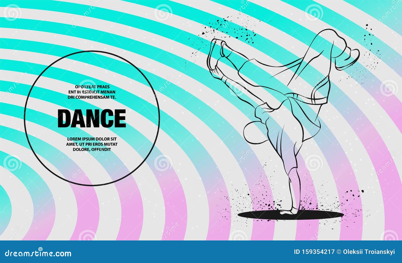 Breakdancer Dancing and Making a Frieze on One Hand. Vector Outline of ...