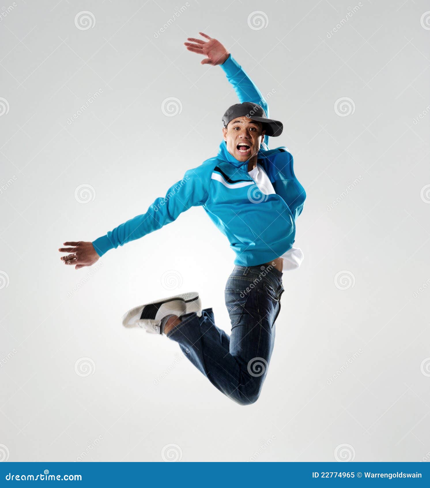 Breakdancer Jumping in Studio Stock Image - Image of adolescence ...
