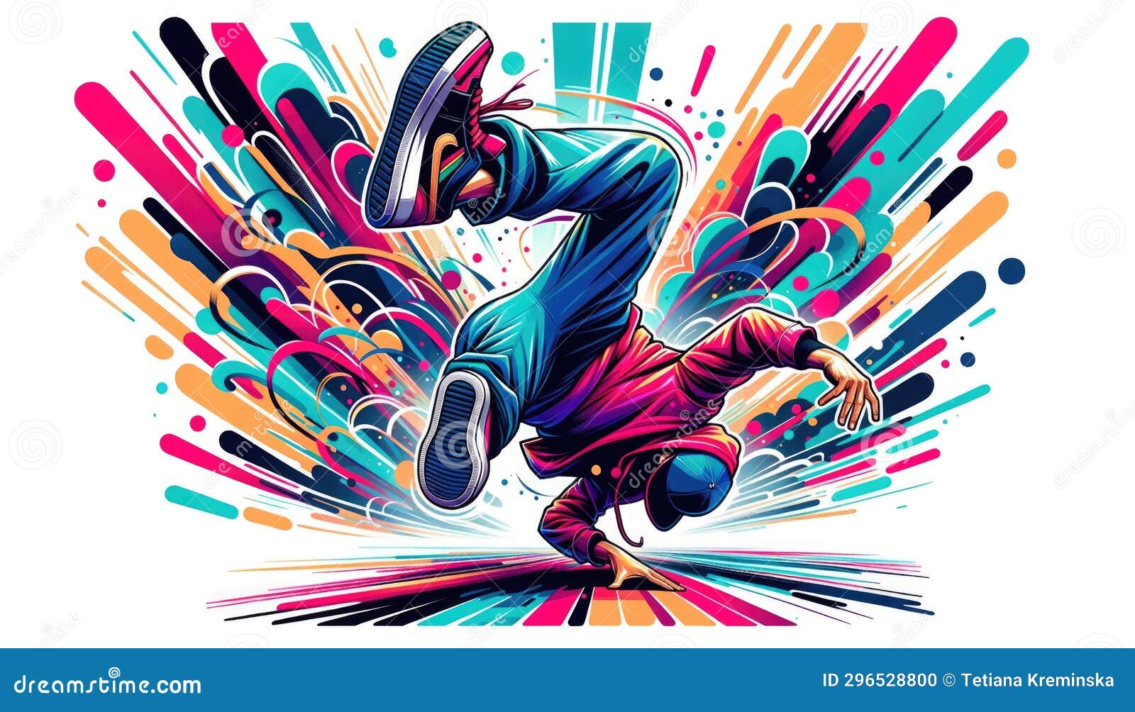 Breakdancer In Dynamic Pose. Hand Drawn Lineart Vector Illustration ...