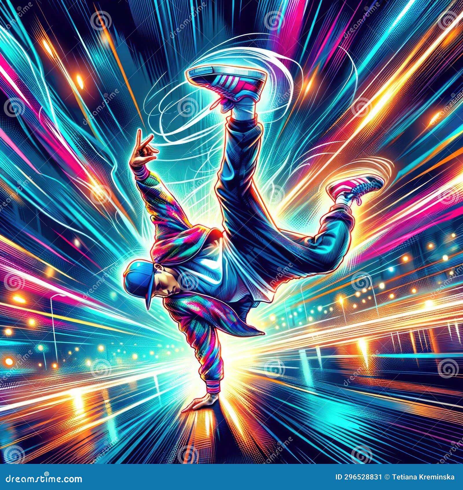 Breakdancer In Dynamic Pose. Hand Drawn Lineart Vector Illustration ...