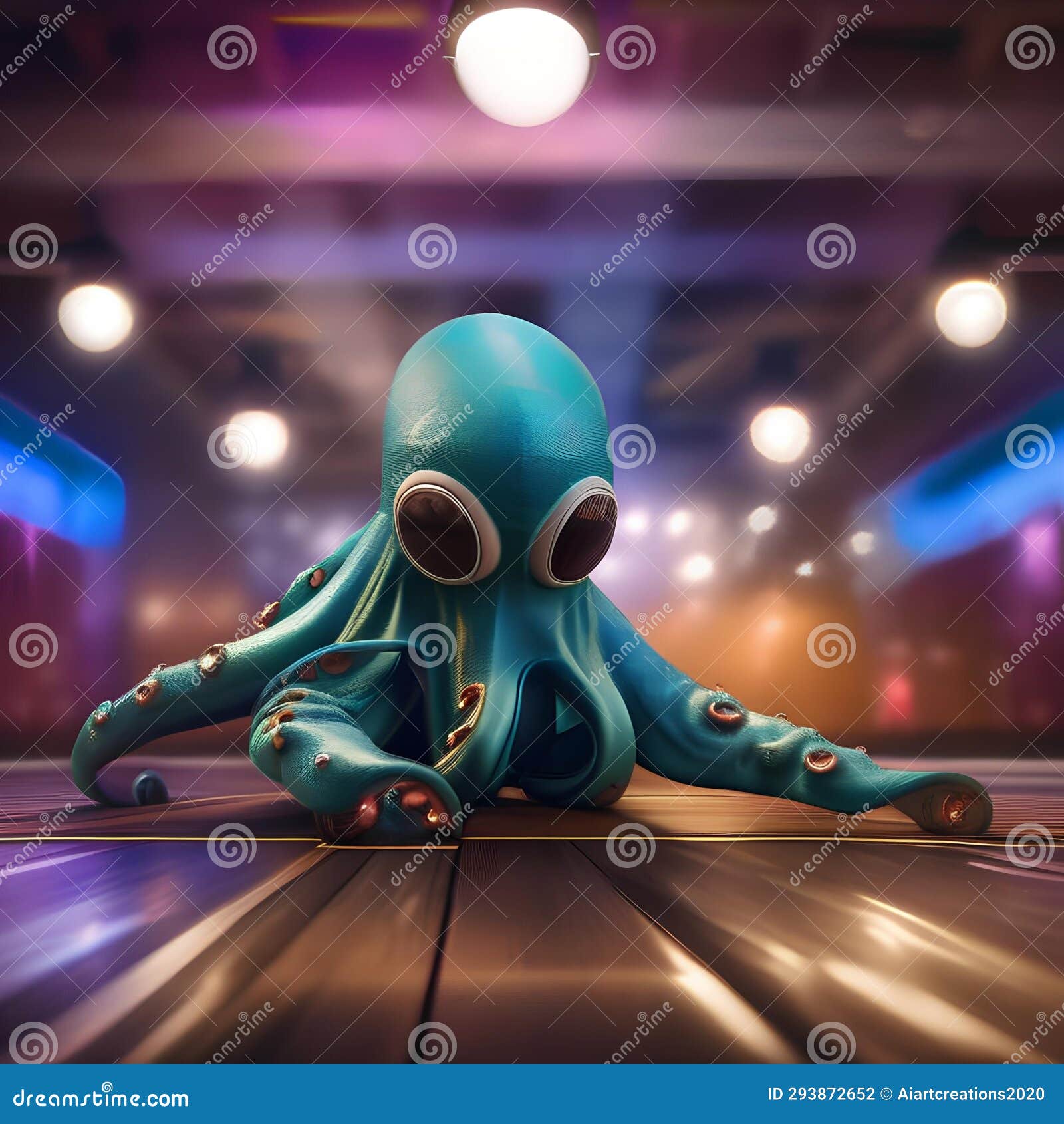 A Breakdancing Octopus in Breakdance Attire, Spinning on the Dance ...