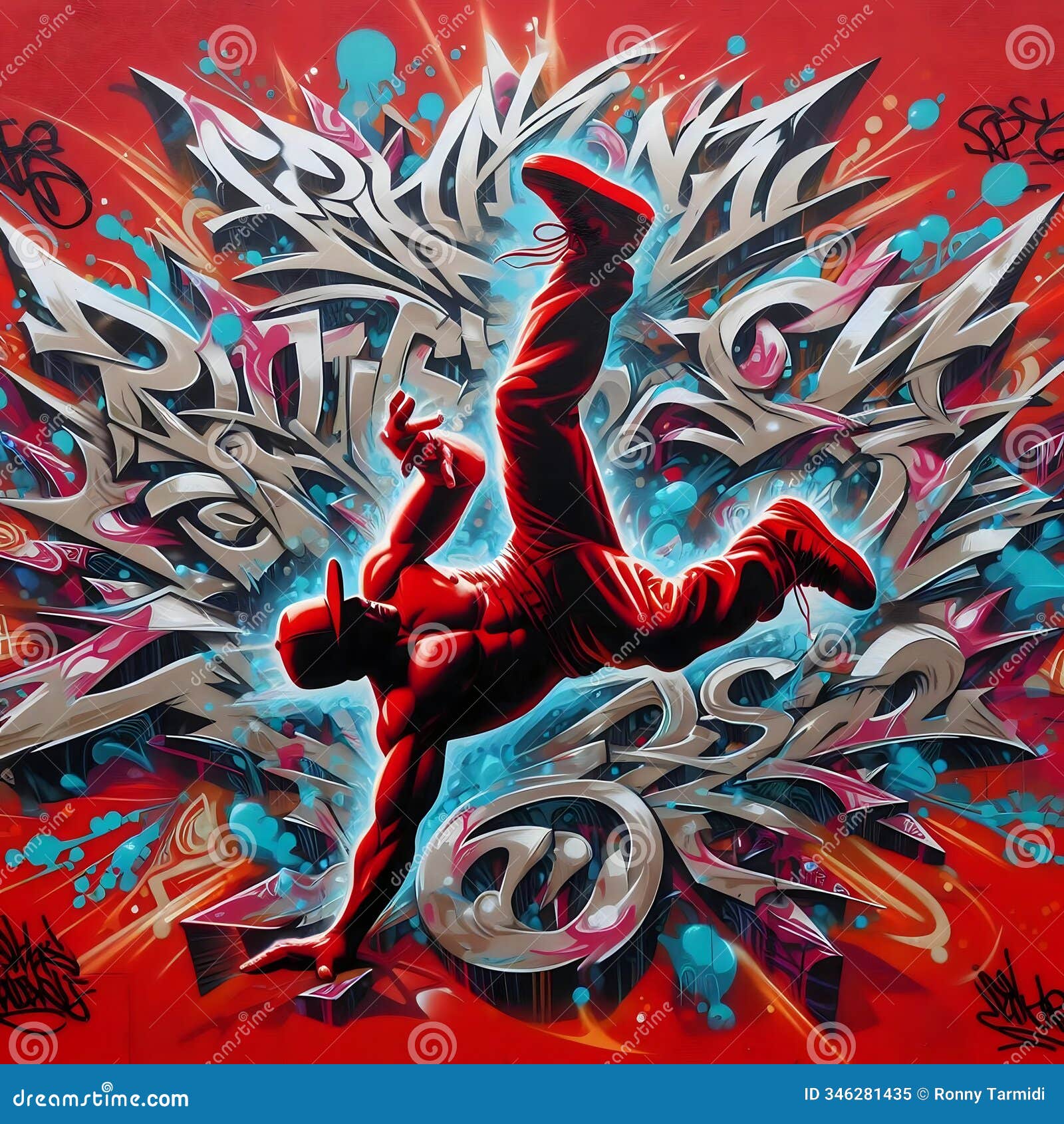 Breakdancing Poster with Graffiti Design Stock Illustration - Illustration of comics, font ...