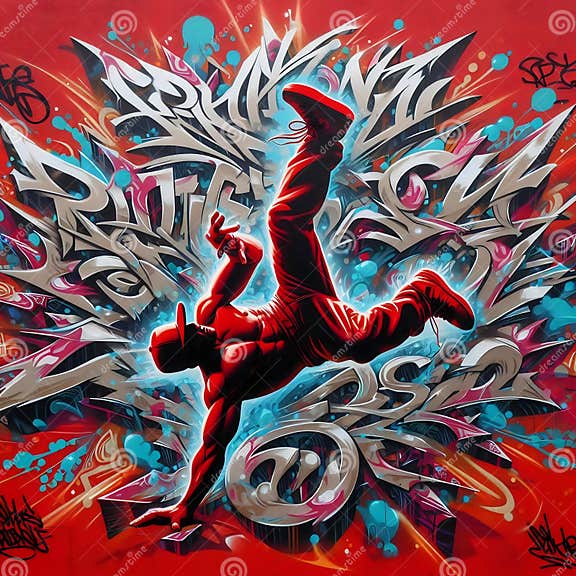 Breakdancing Poster with Graffiti Design Stock Illustration ...