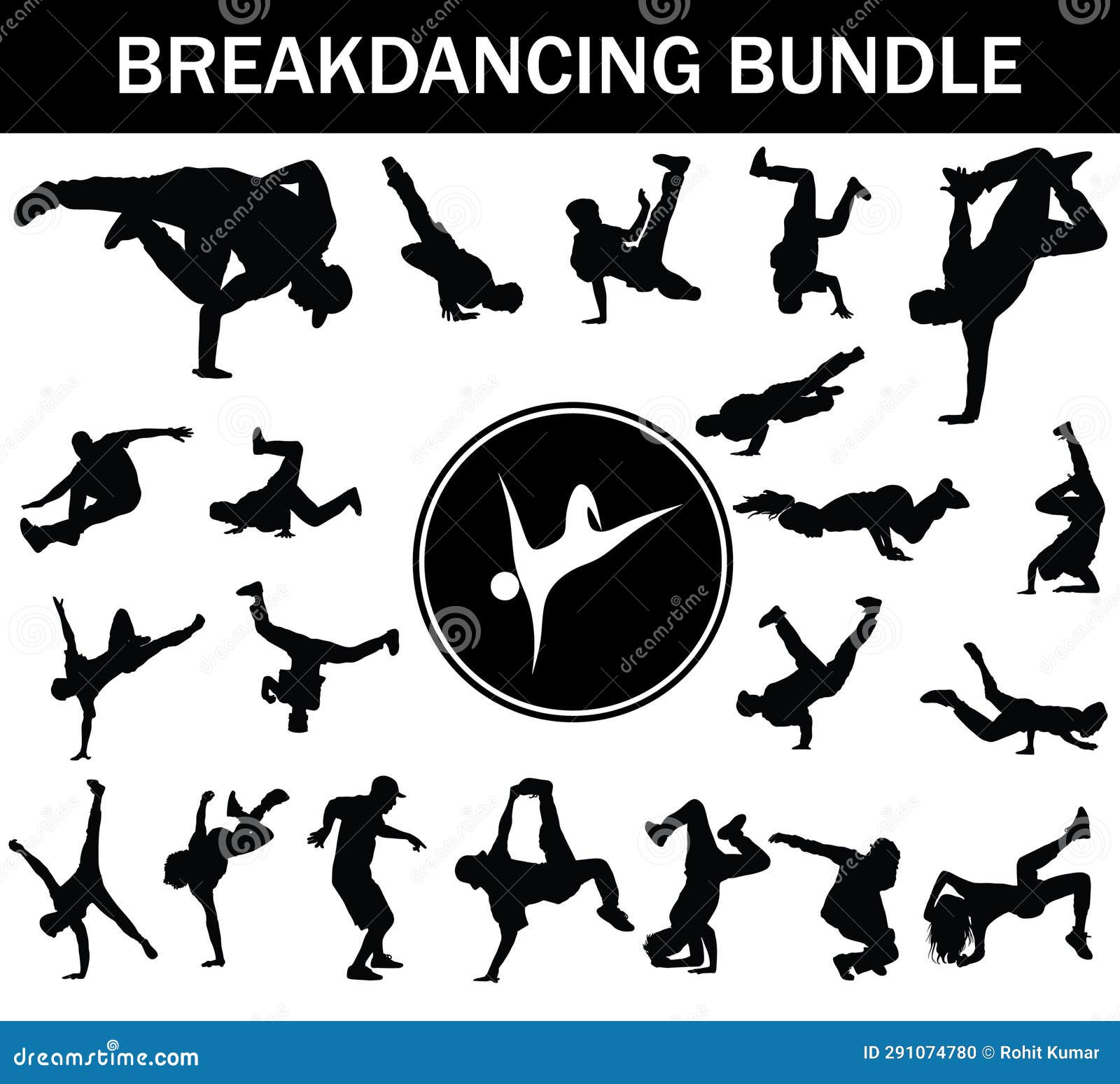 Breakdancing Silhouette Bundle Stock Vector - Illustration of ground ...