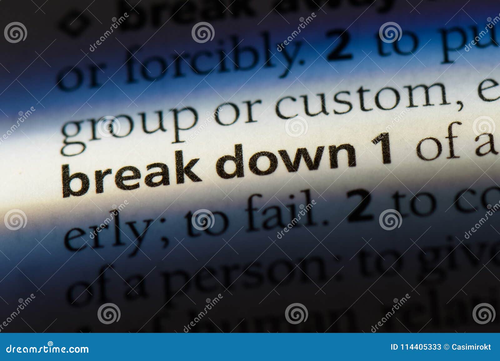 Breakdown stock image. Image of word, printed, isolated - 114405333