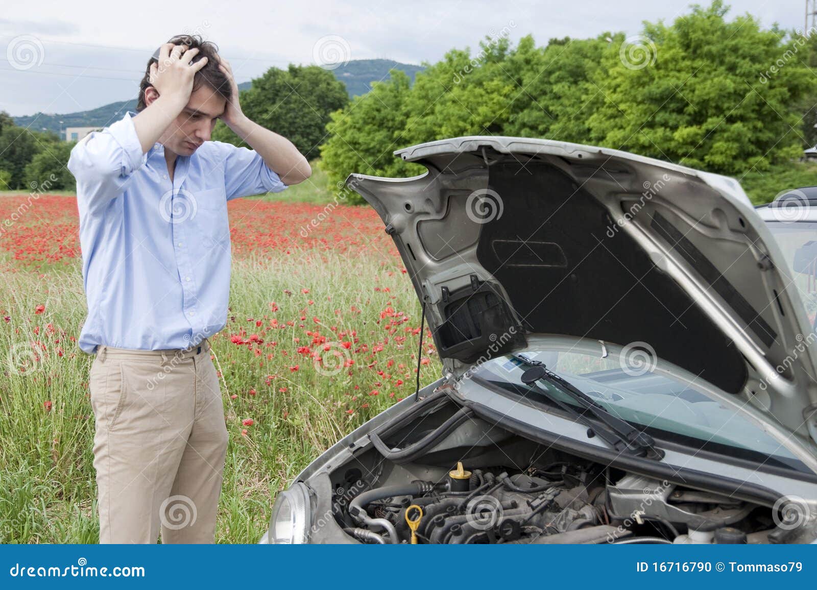 Breakdown car sadness stock photo. Image of expression - 16716790