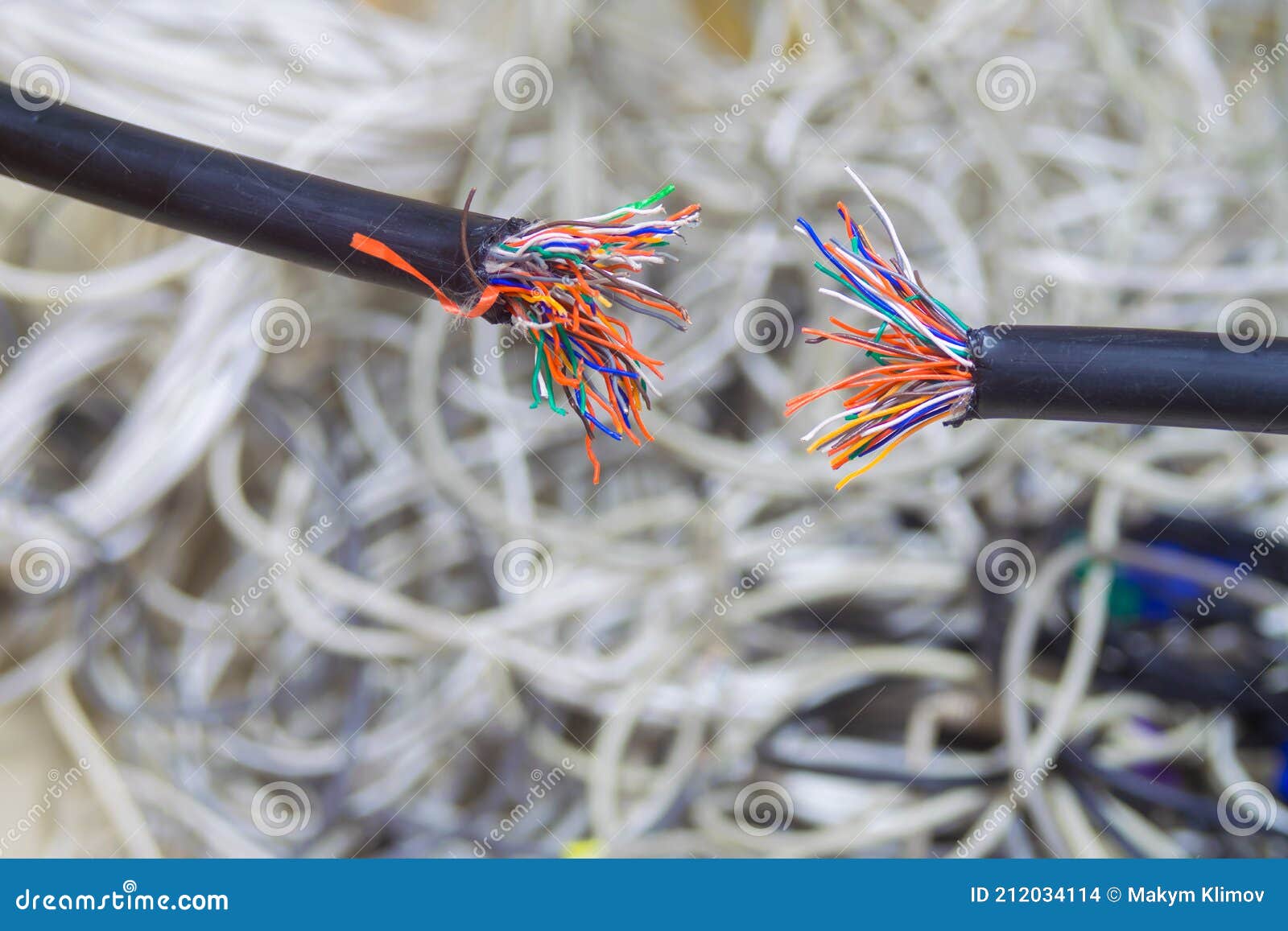 Breakdown of Communication Equipment. a Damaged Multi-core Cable is ...