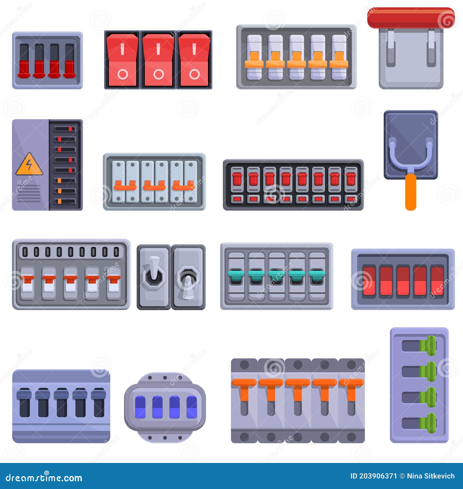 Breaker Switch Icons Set, Cartoon Style Stock Vector - Illustration of ... Breaker Switch Icons Set, Cartoon Style Stock Vector - Illustration of ...