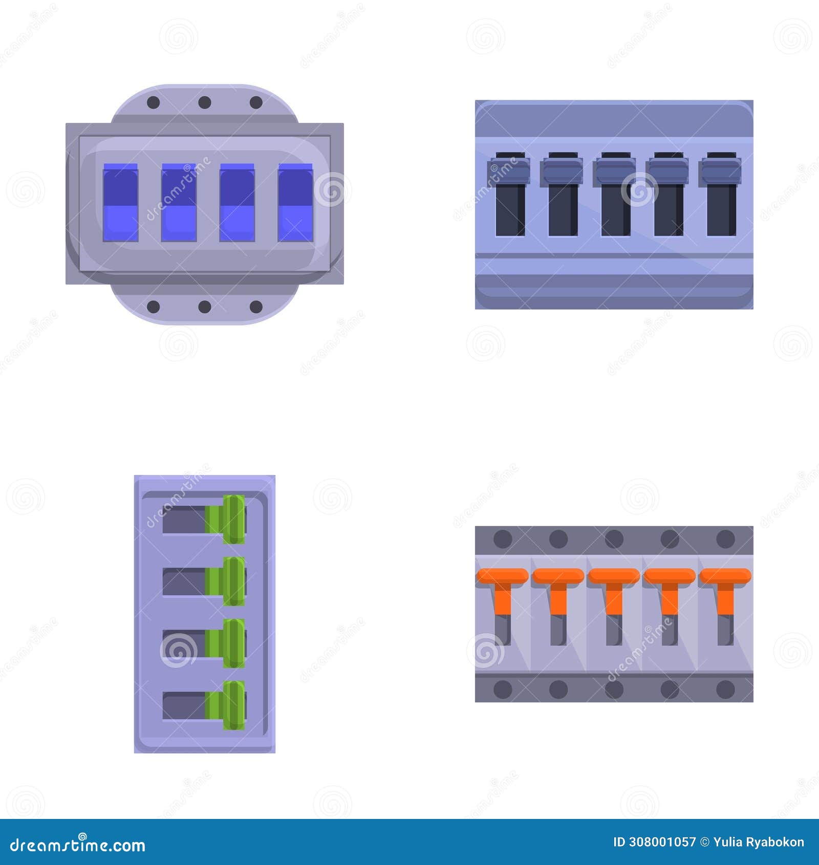 Breaker Switch Icons Set Cartoon Vector. Electric Breaker Switchbox ... Breaker Switch Icons Set Cartoon Vector. Electric Breaker Switchbox ...