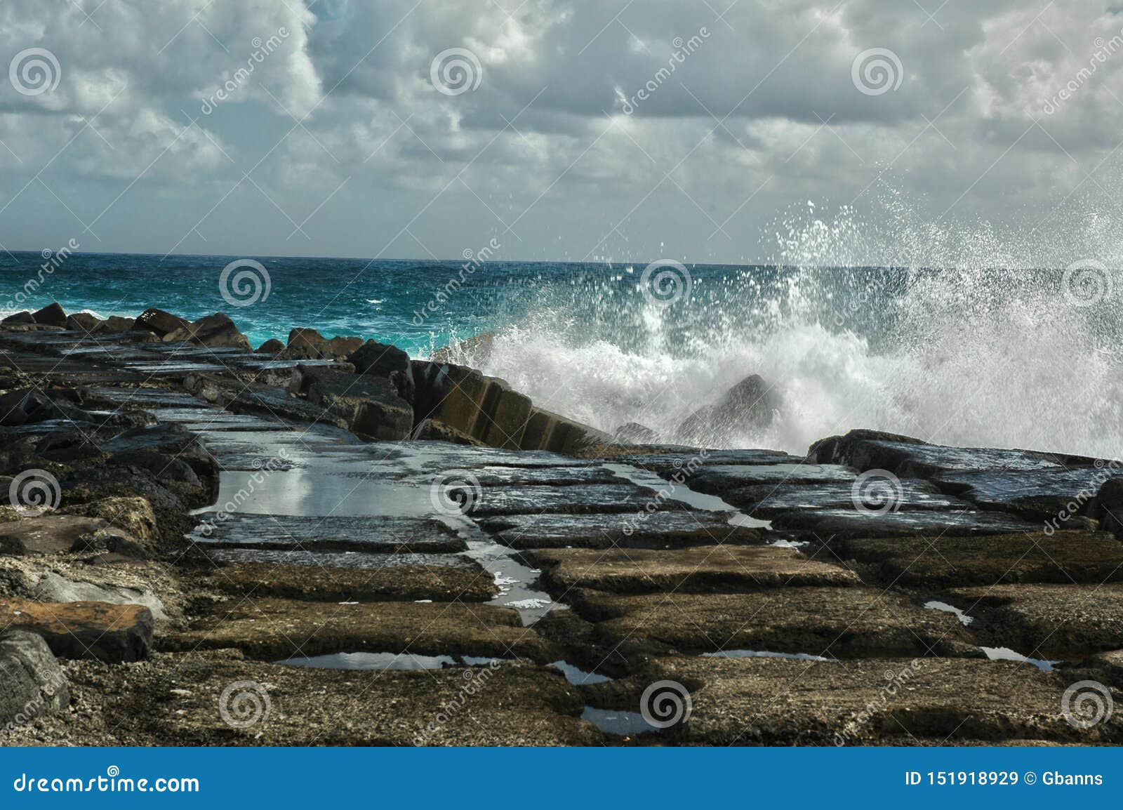 Breakers on the rocks stock image. Image of tourism - 151918929