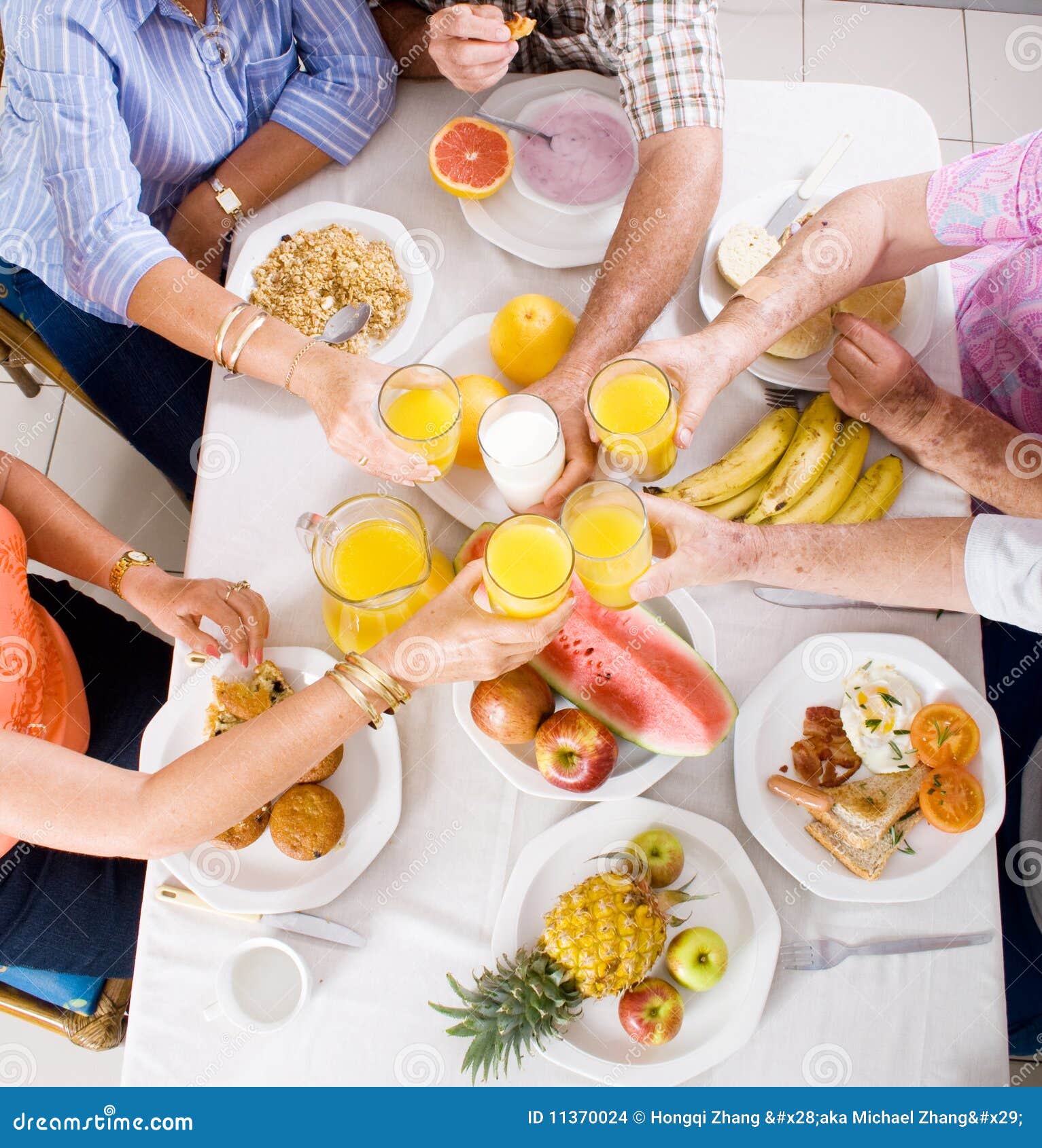 Breakfast stock photo. Image of glass, group, arms, happy - 11370024