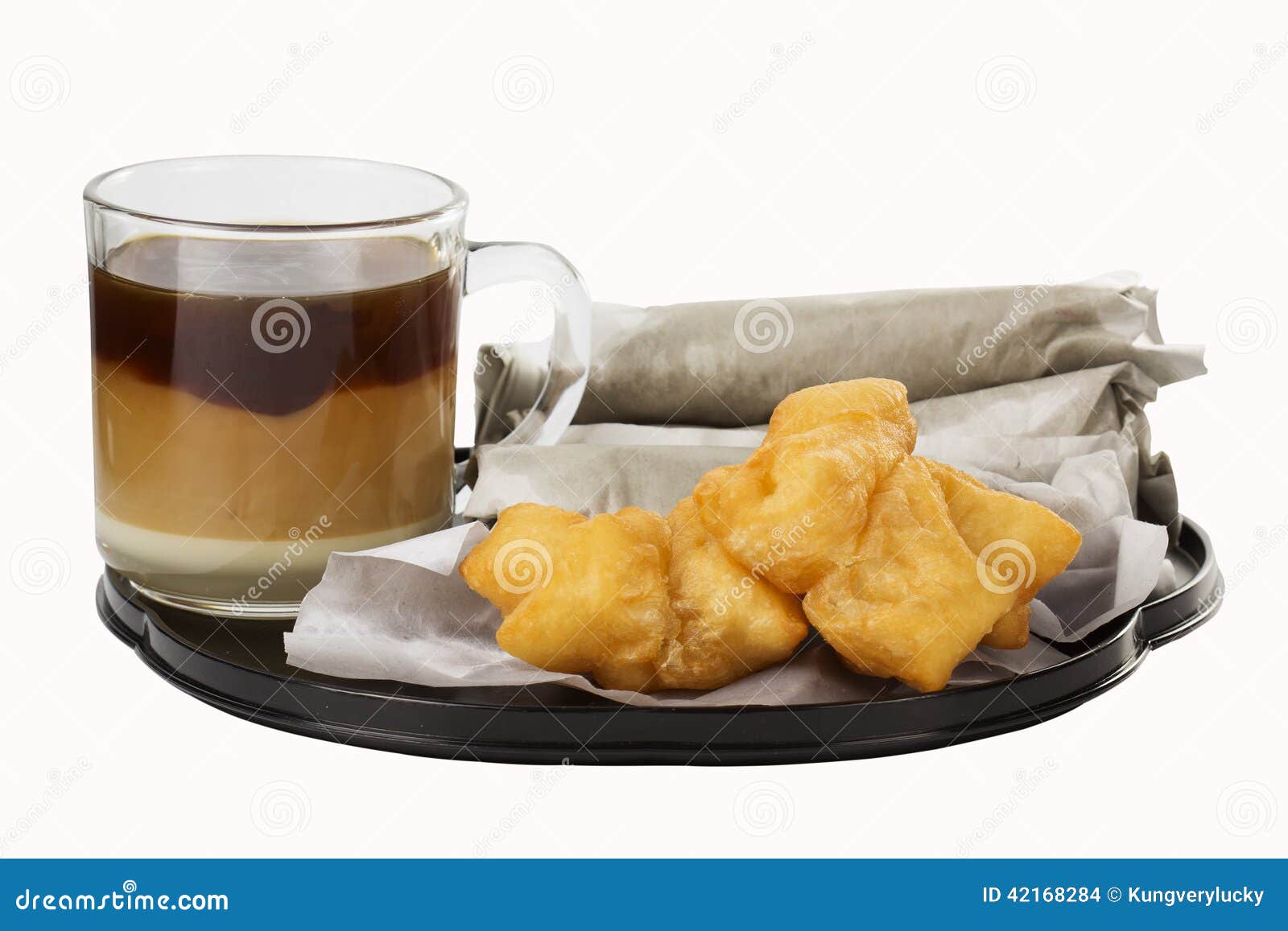 Breakfast Asian Style Deep Fried Dough Stick and Roti Flat Bread Stock ...