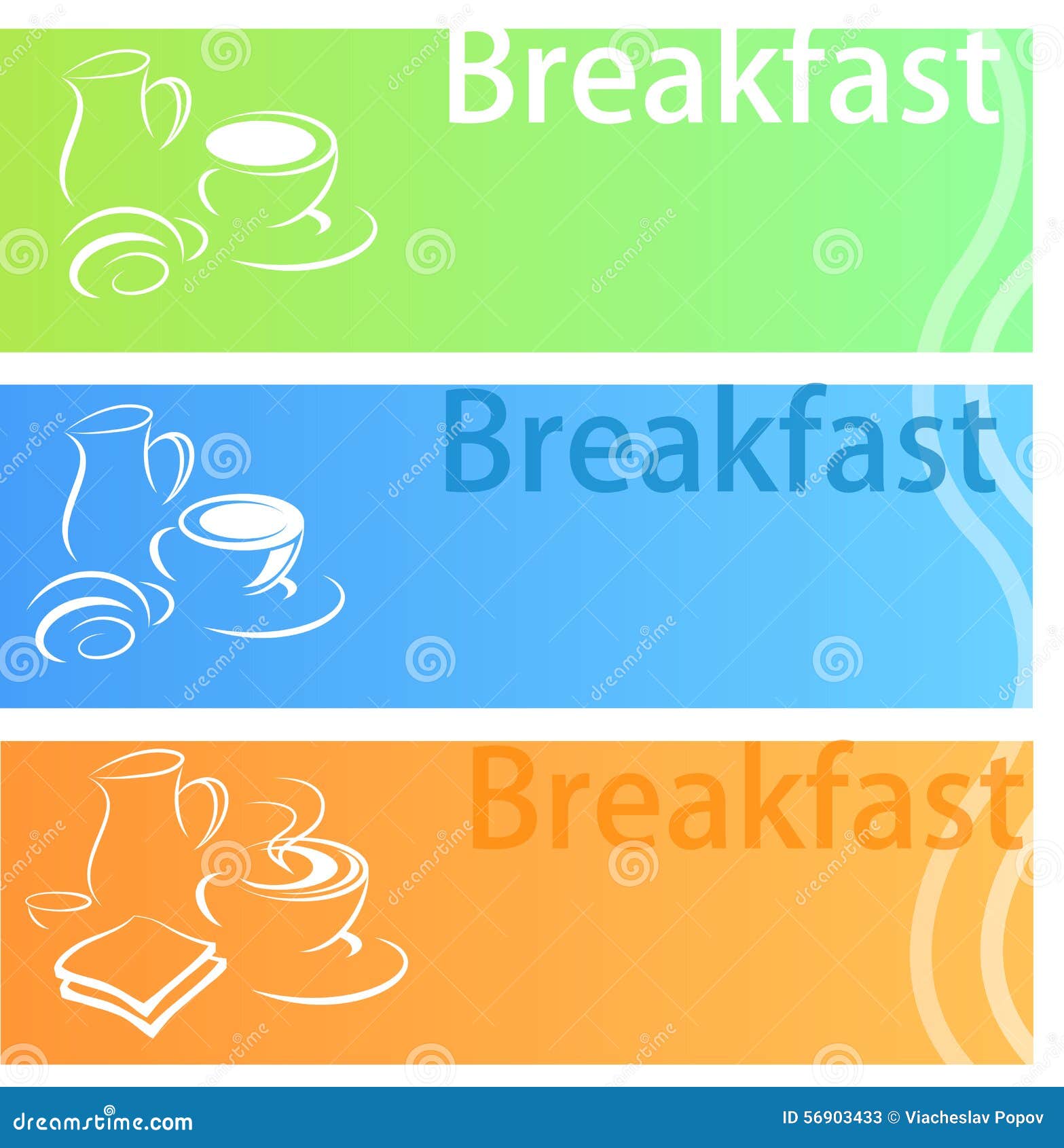 Breakfast banner flat set stock vector. Illustration of flat - 56903433