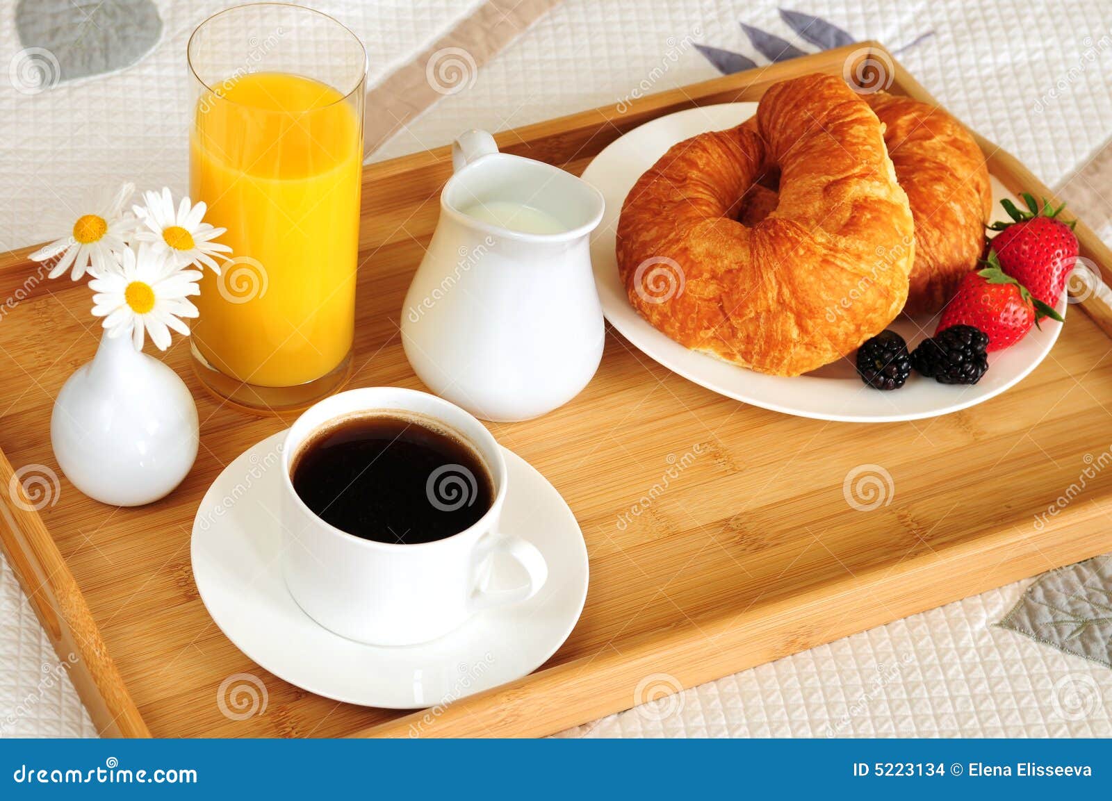 Breakfast on a Bed in a Hotel Room Stock Photo - Image of house ...