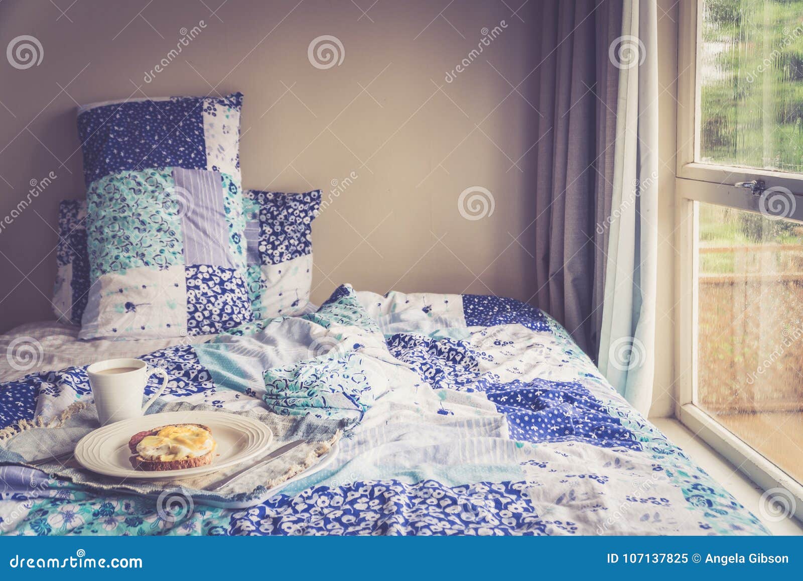 Breakfast in Bed on a Rainy Day Stock Image - Image of breakfast, eggs ...