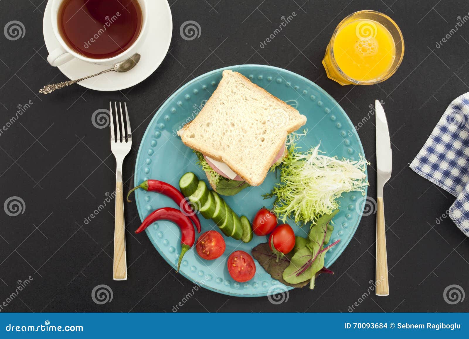 Breakfast on Black Background Stock Photo - Image of black, background ...