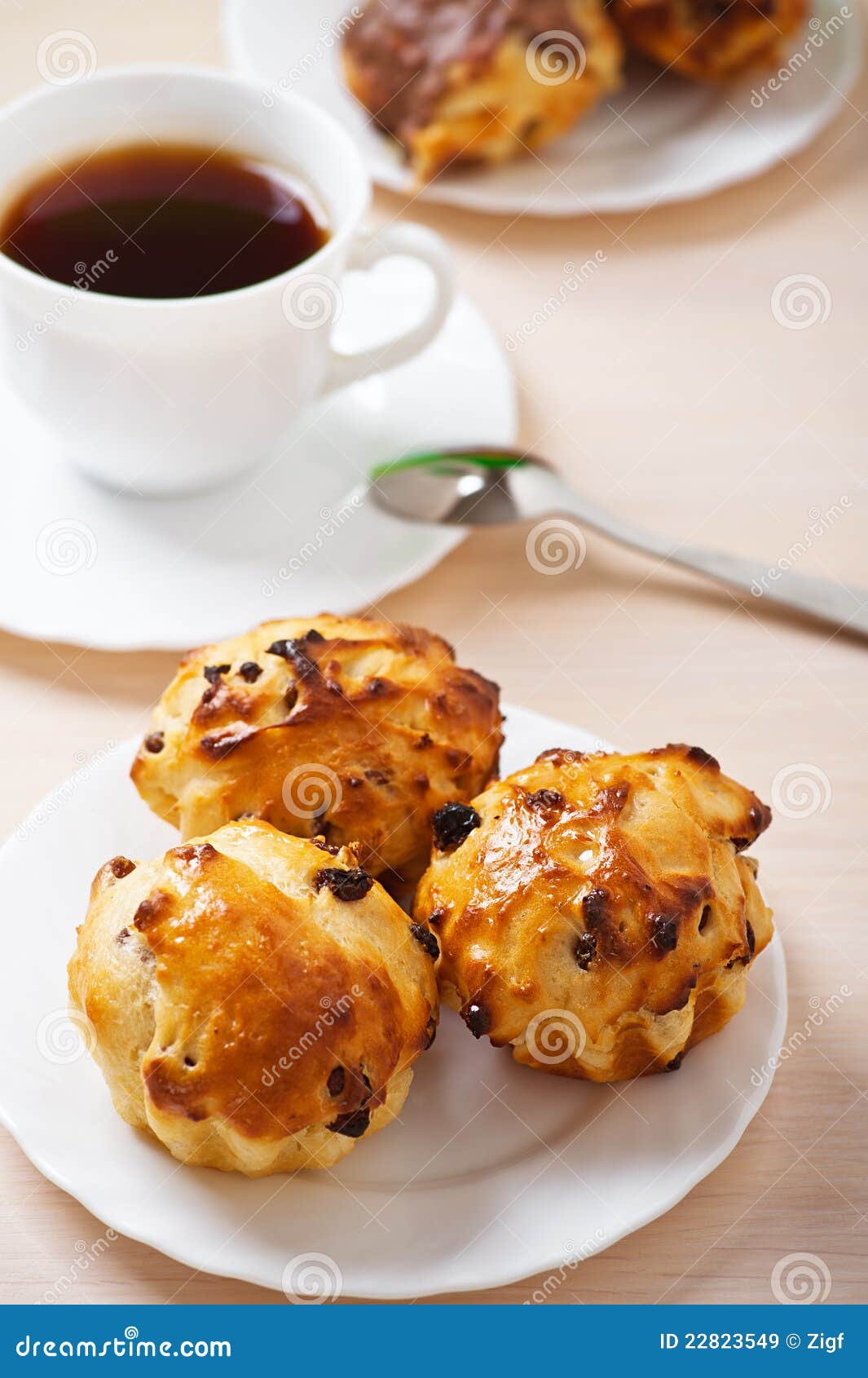 Breakfast: Black Tea with Pastries Stock Image - Image of homemade ...