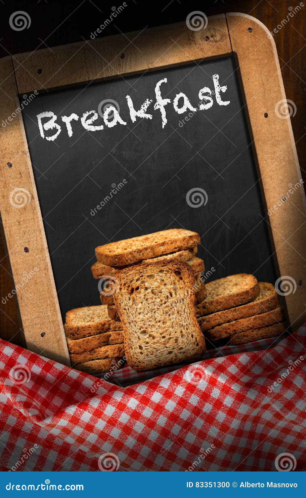 Breakfast - Blackboard with Rusks Stock Photo - Image of crisp, bakery ...