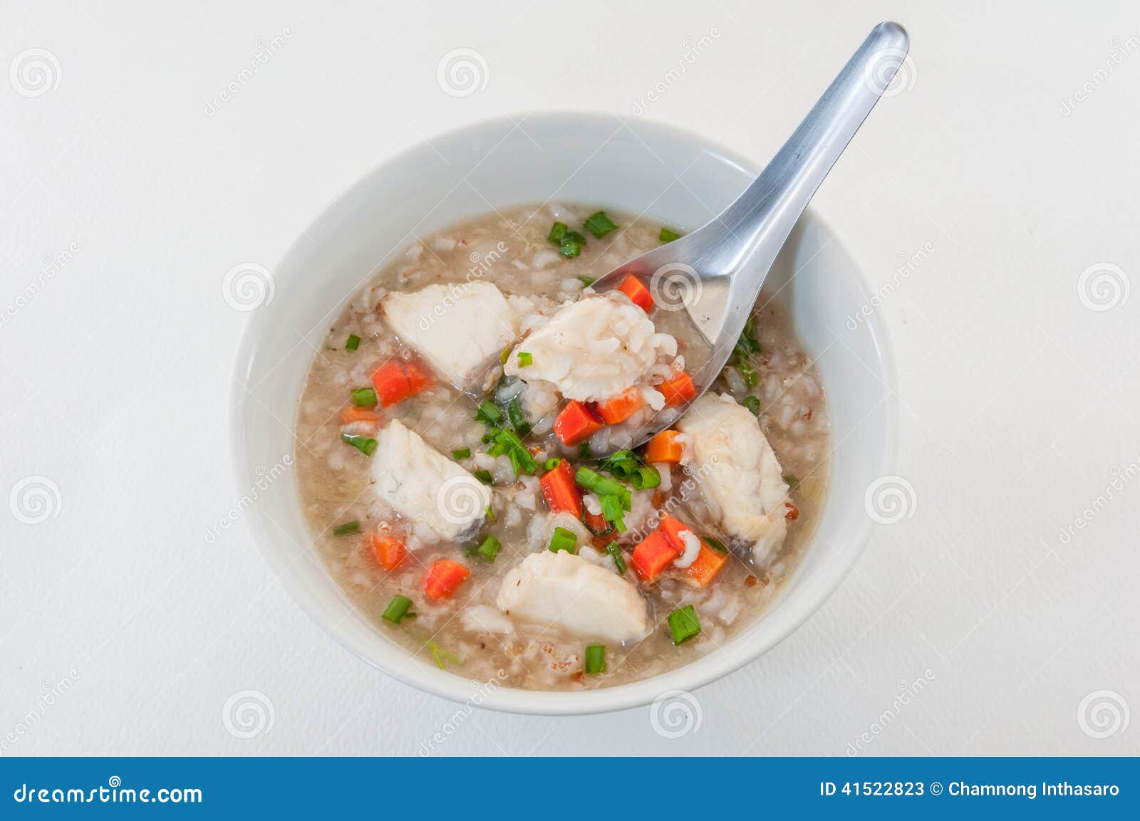 Breakfast with Bowl of Wild and Brown Rice Soup with Fish Stock Image ...