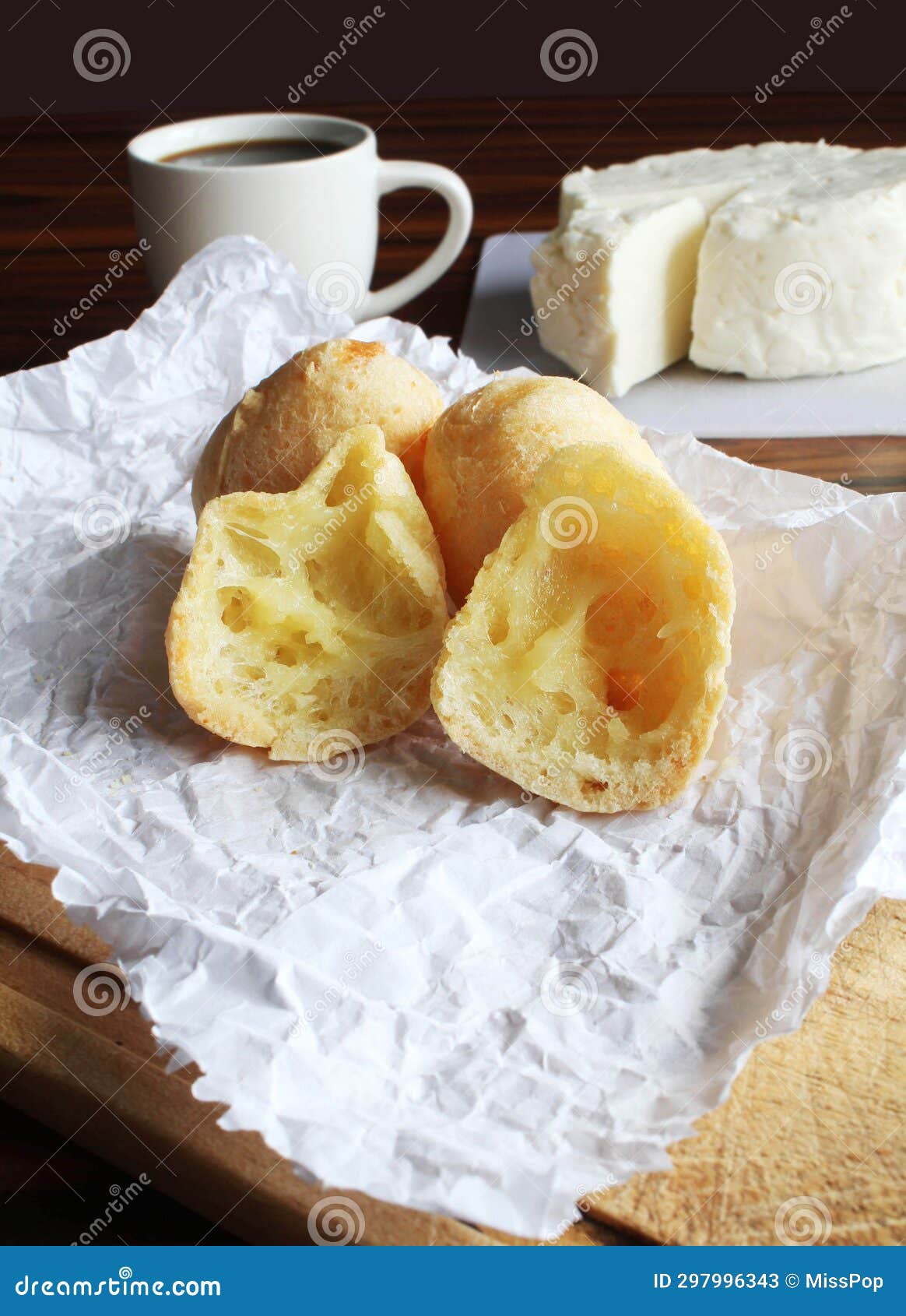 Breakfast in Brazil with Cheese Bread Coffee and White Cheese Stock ...