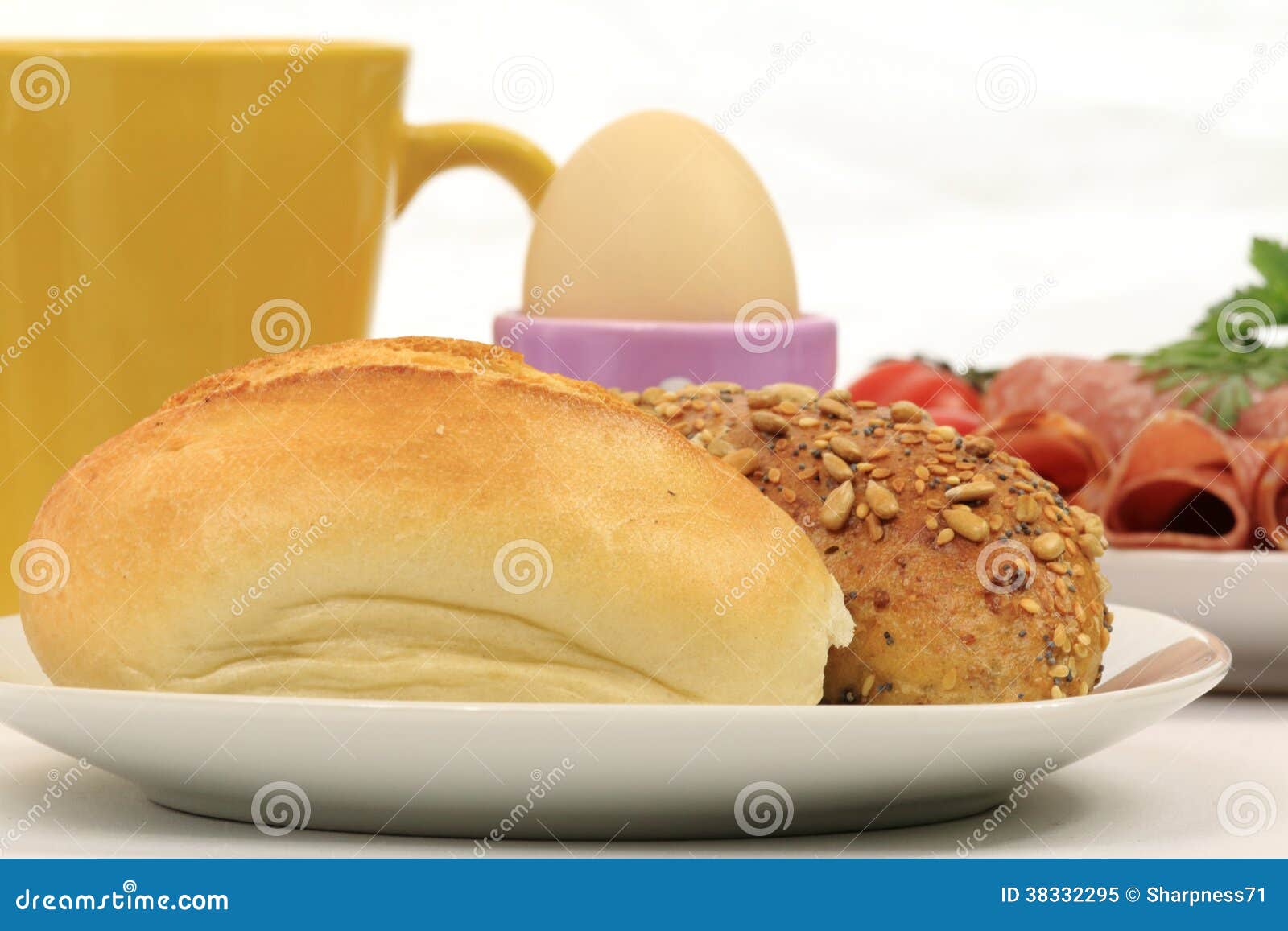 Breakfast Bread Cold Cuts 2 Stock Image - Image of morning, eggcup ...