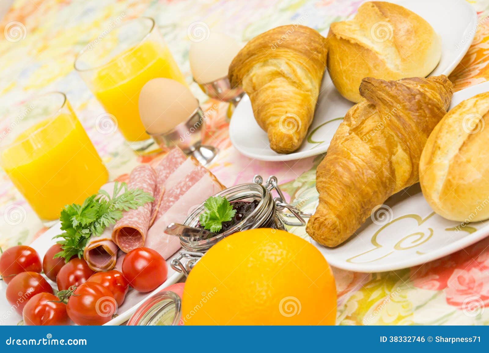Breakfast Bread Egg Cold Cuts Stock Photo - Image of salami, white ...