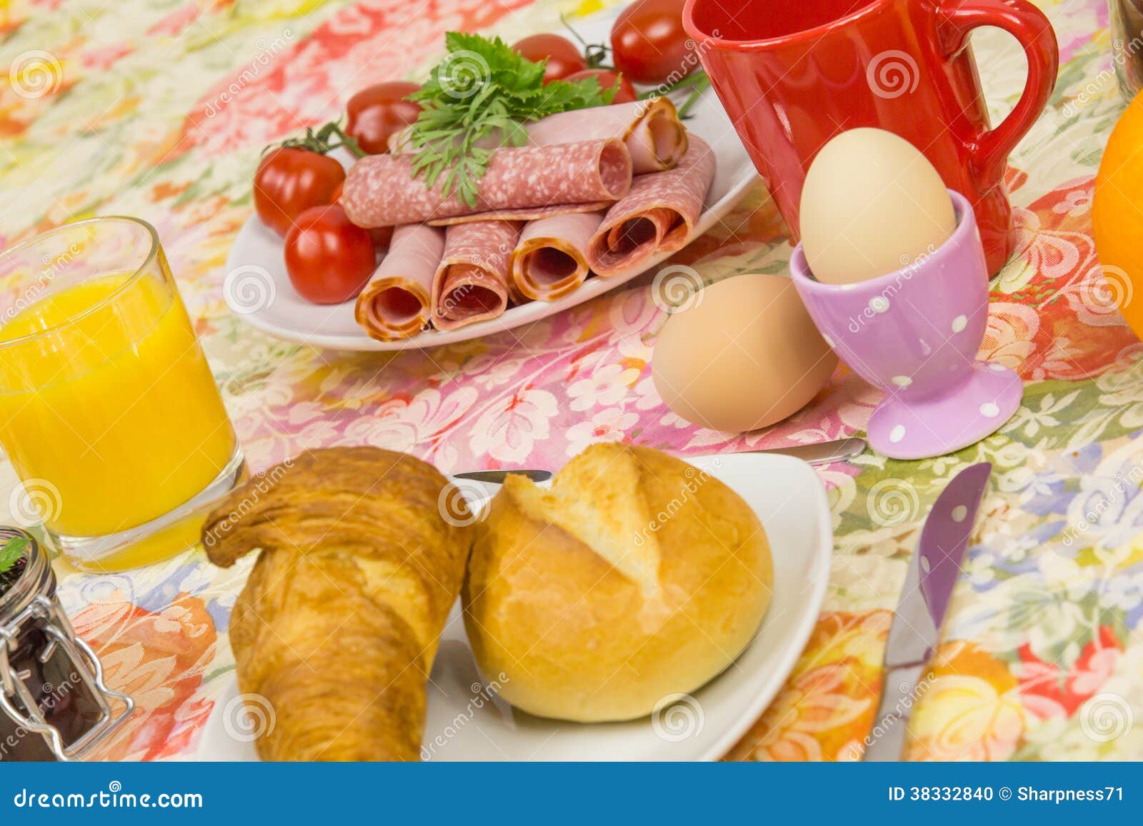Breakfast Bread Egg Cold Cuts Stock Photo - Image of roll, morning ...